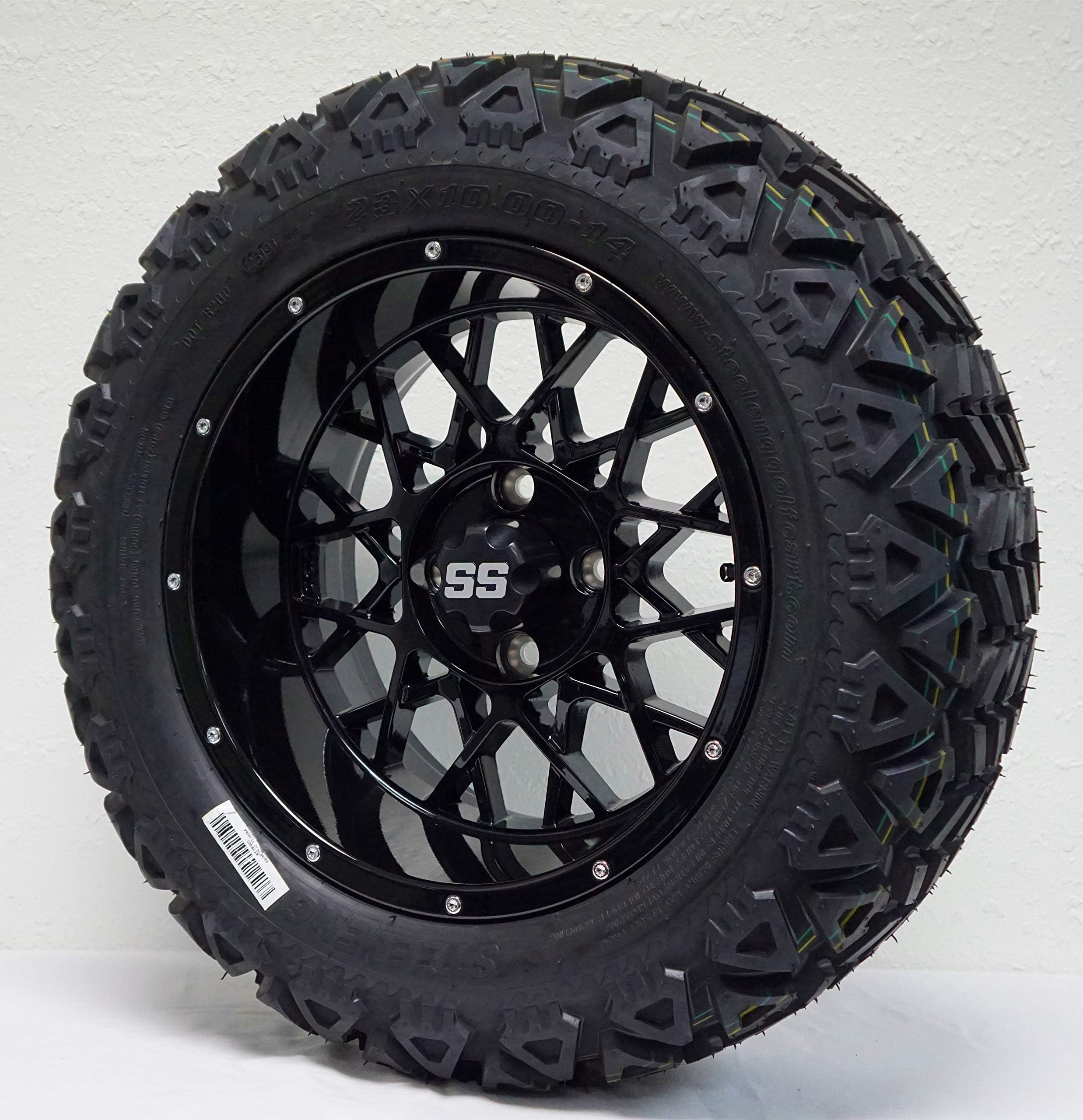 Amazon.com: 12" Matador Gloss Black Wheels and 23x10.5-12 All Terrain ...