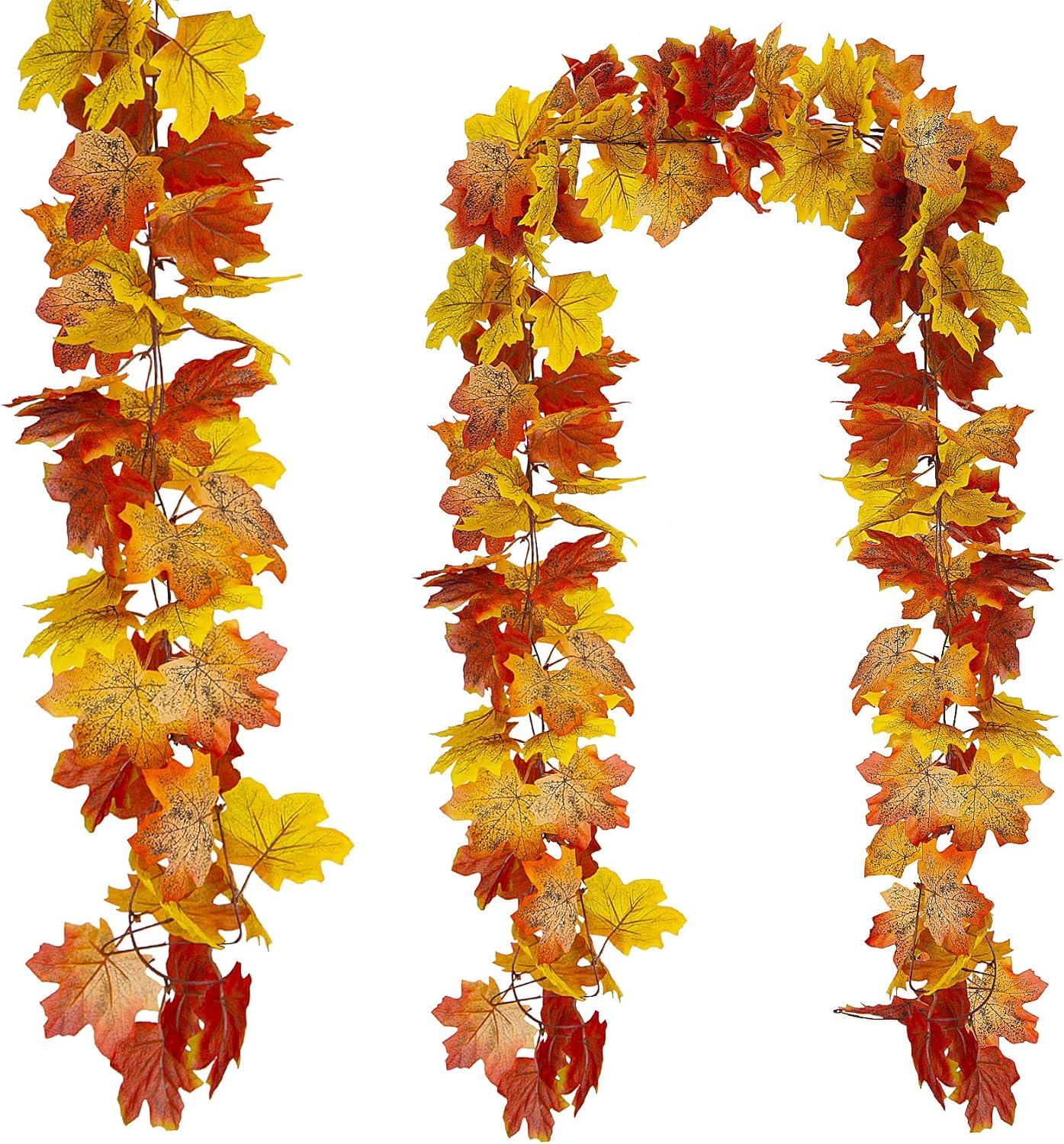 Amazon.com: ADORAMOUR Artificial Fall Maple Leaf Garlands 2Pack 260cm ...