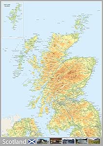 Detailed Physical Map of Scotland - Size A0-84.1 x 118.9 cm - Paper ...