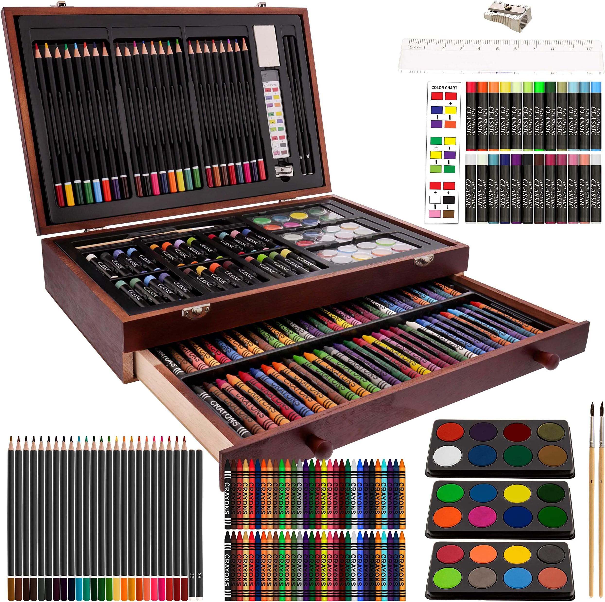Amazon.com : Darnassus Wood Art Set, Art Box & Drawing Kit Color Set ...
