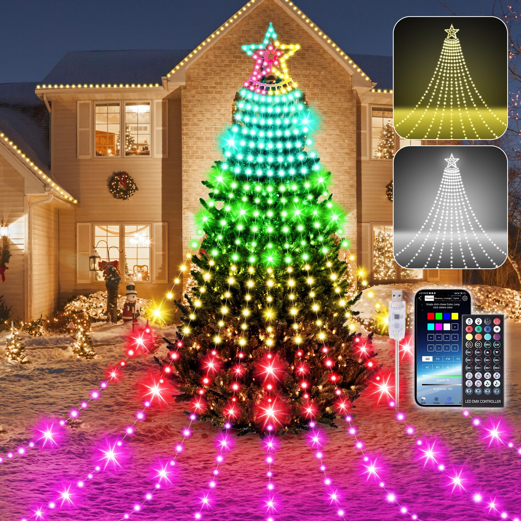 Uniwolk Outside Christmas Decorations Lights with Remote&APP Control ...
