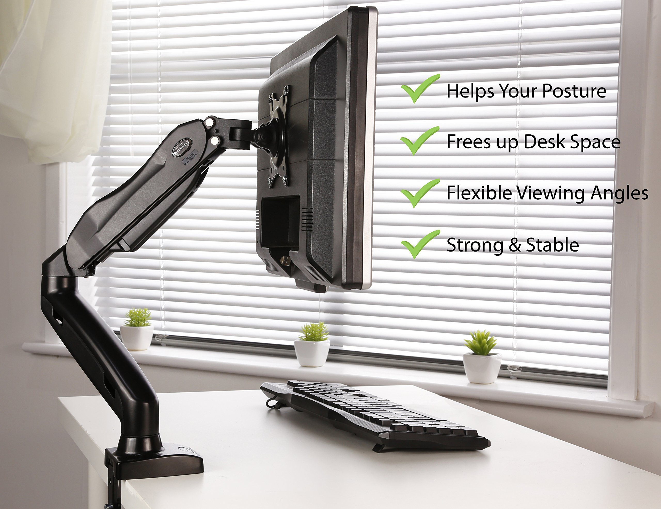 Invision PC Monitor Arm – Ergonomic Height Assisted (Gas Powered) Full ...