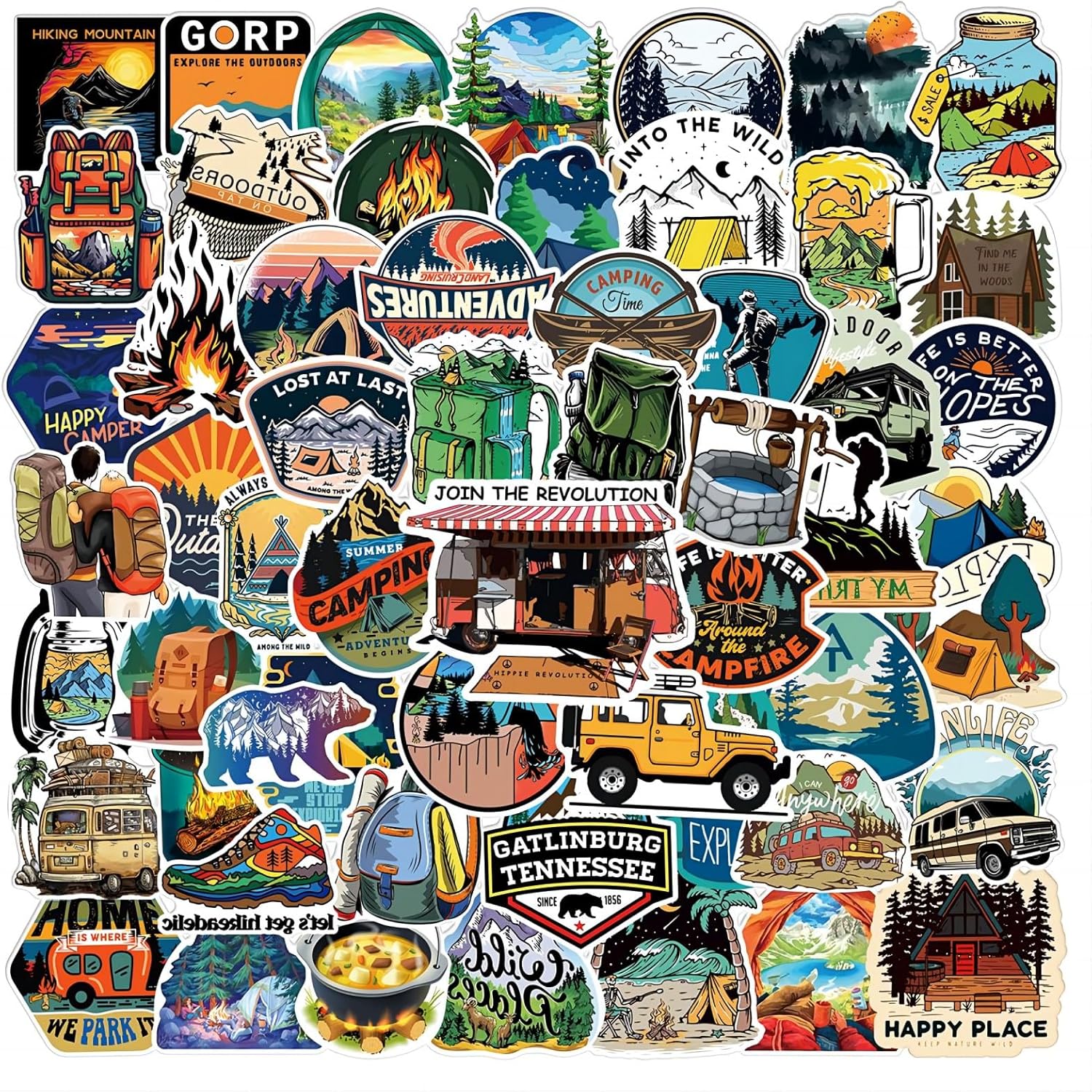 Amazon.com: 100pcs Outdoor Camping Hiking Adventure Stickers ...