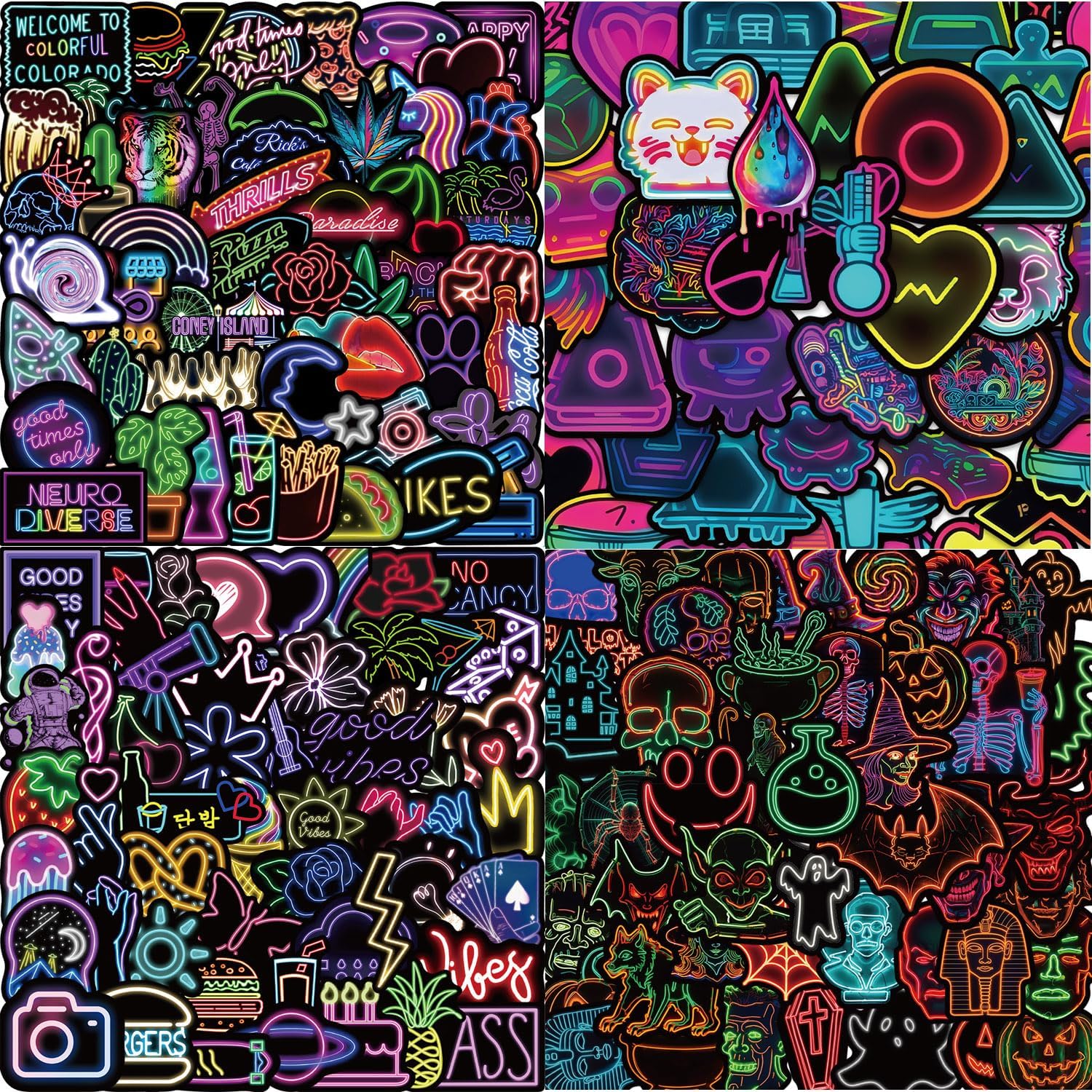 Amazon.com: 200 Pcs Cool Neon Stickers, Neon Light Stickers Decal Vinyl ...