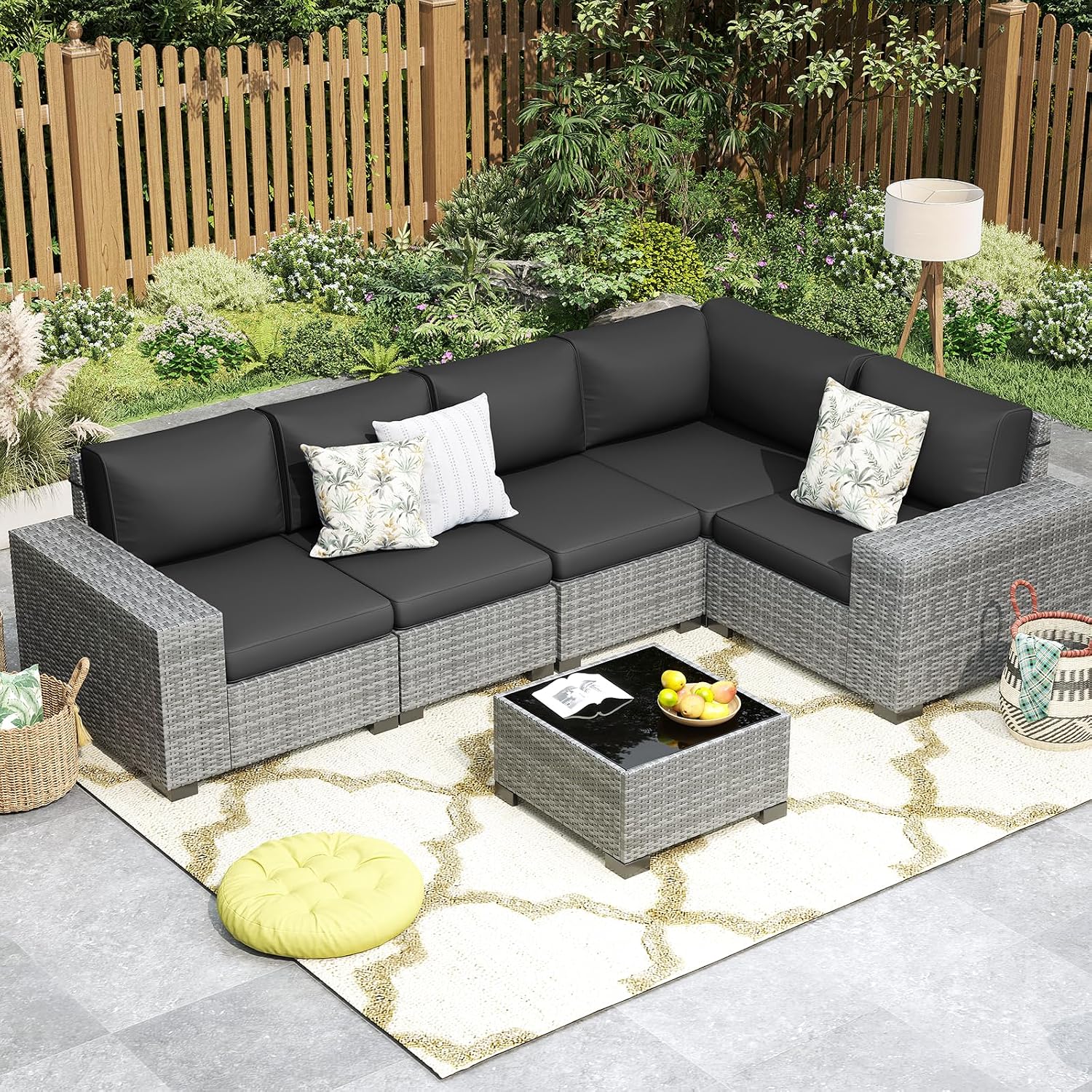 Amazon.com: Poteban Outdoor Patio Furniture Set, Wide Outdoor Sectional ...