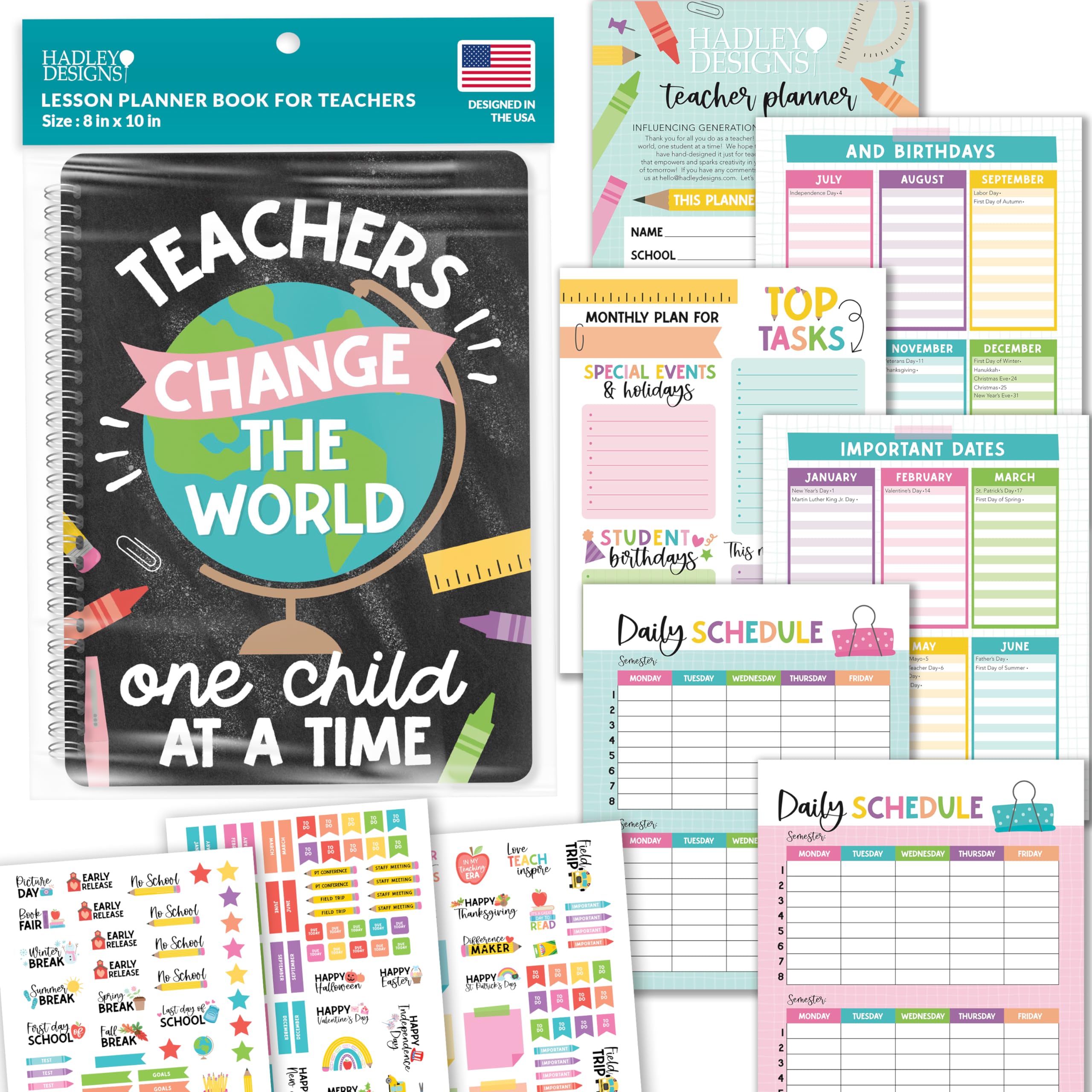 Amazon.com : Colorful Undated Teacher Planner 2025-2026 - Homeschool ...