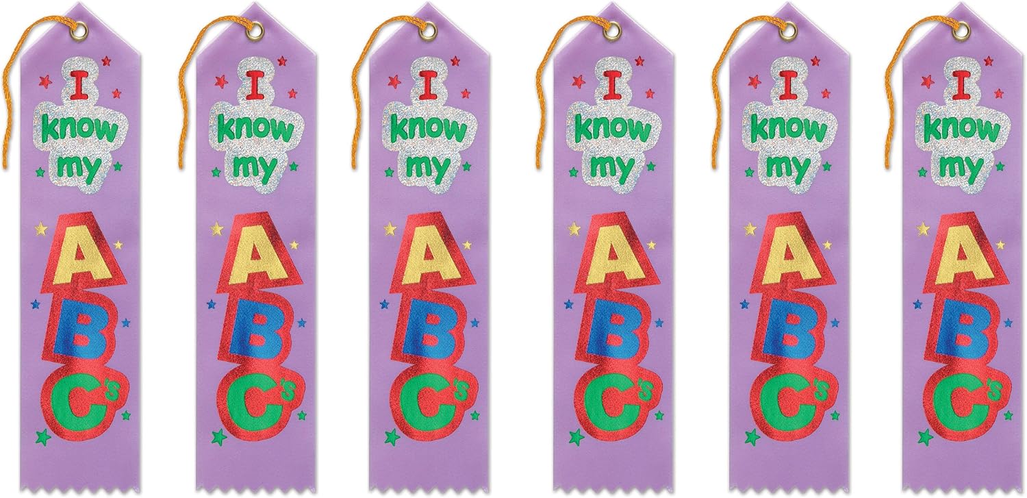 Amazon.com: Beistle I Know My Abc's Award Ribbons, 2 by 8-Inch, 6-Pack ...