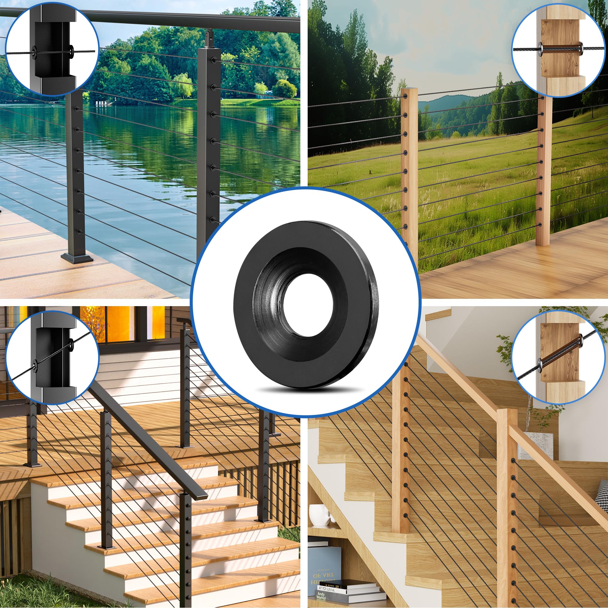 Snapklik.com : Adhesive Cable Railing Grommet, 20 Pack Cable Railing ...