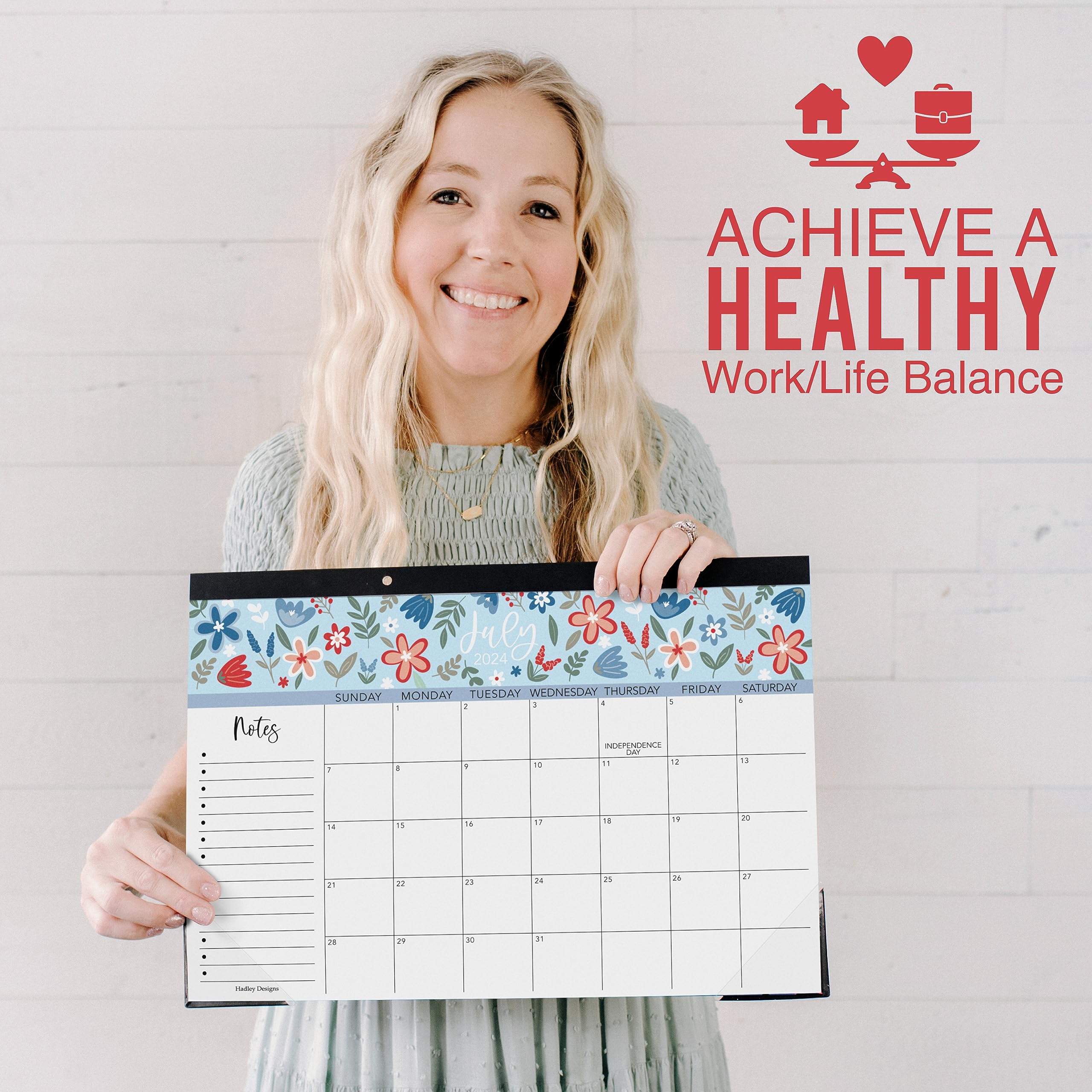 Snapklik.com : Hadley Designs Floral Large Desk Calendar 2024-2025 ...