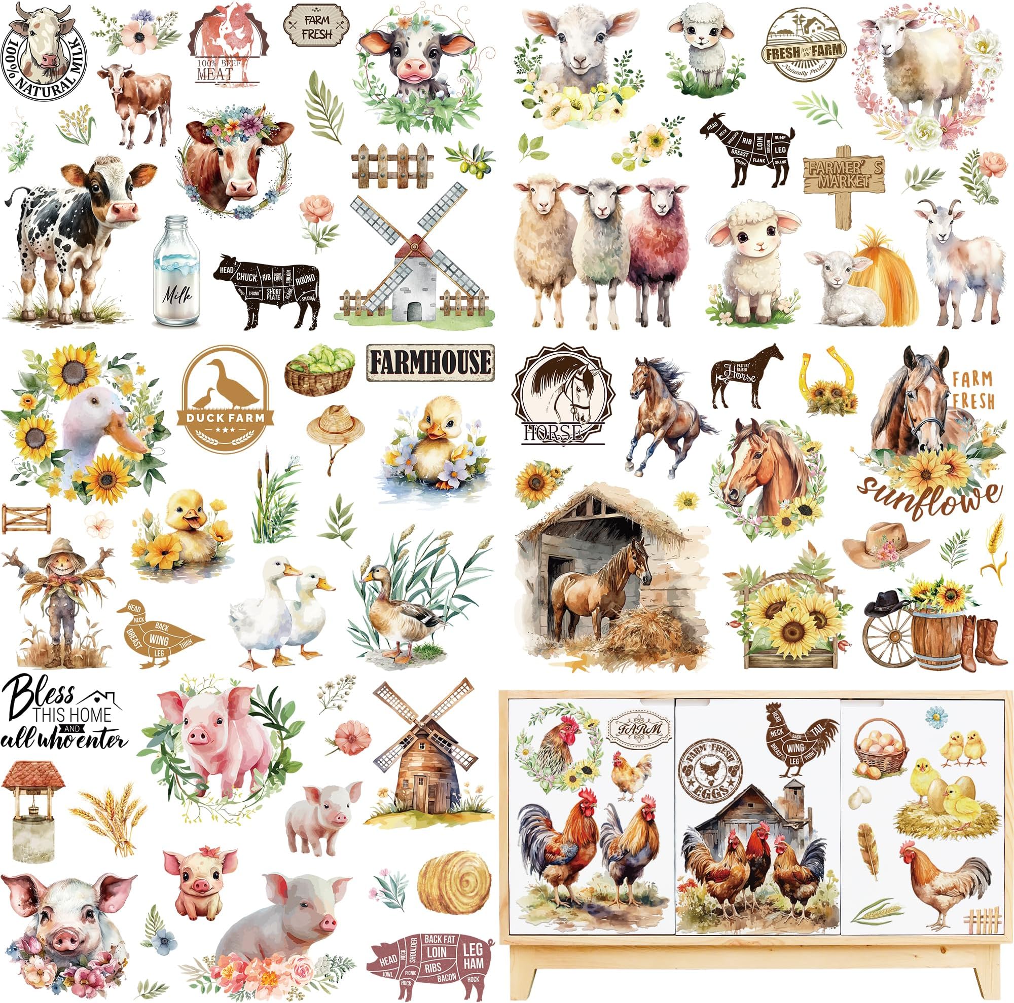 Amazon.com: AFRITEE Rub on Transfers Stickers - 6 Sheets Farmhouse ...