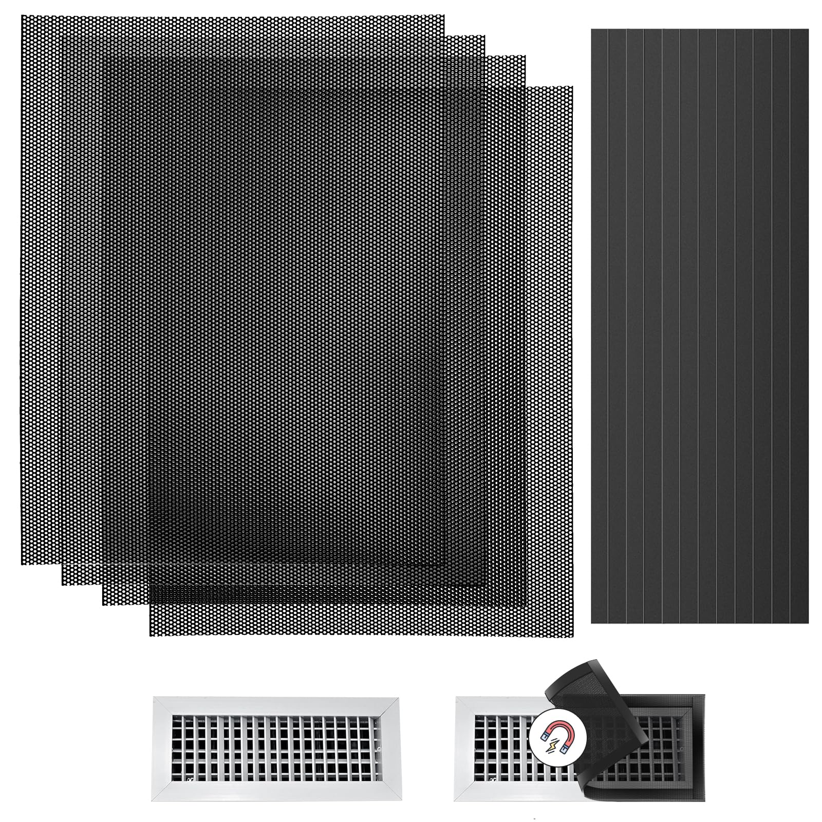 Buy 400x300mm DIY Floor Register Vent Cover, 4Pack PVC Magnetic Vent ...