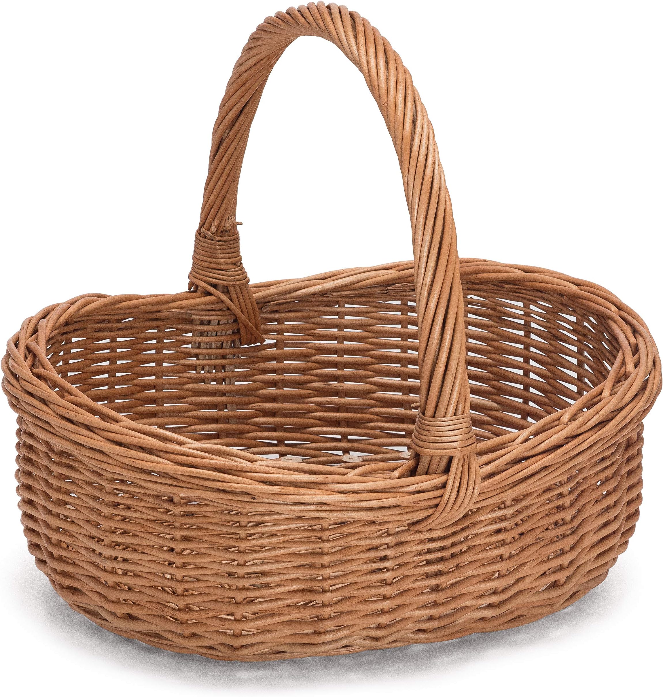 Wicker Shopping Basket with Handle - Willow Oval Deluxe Shopper Basket ...