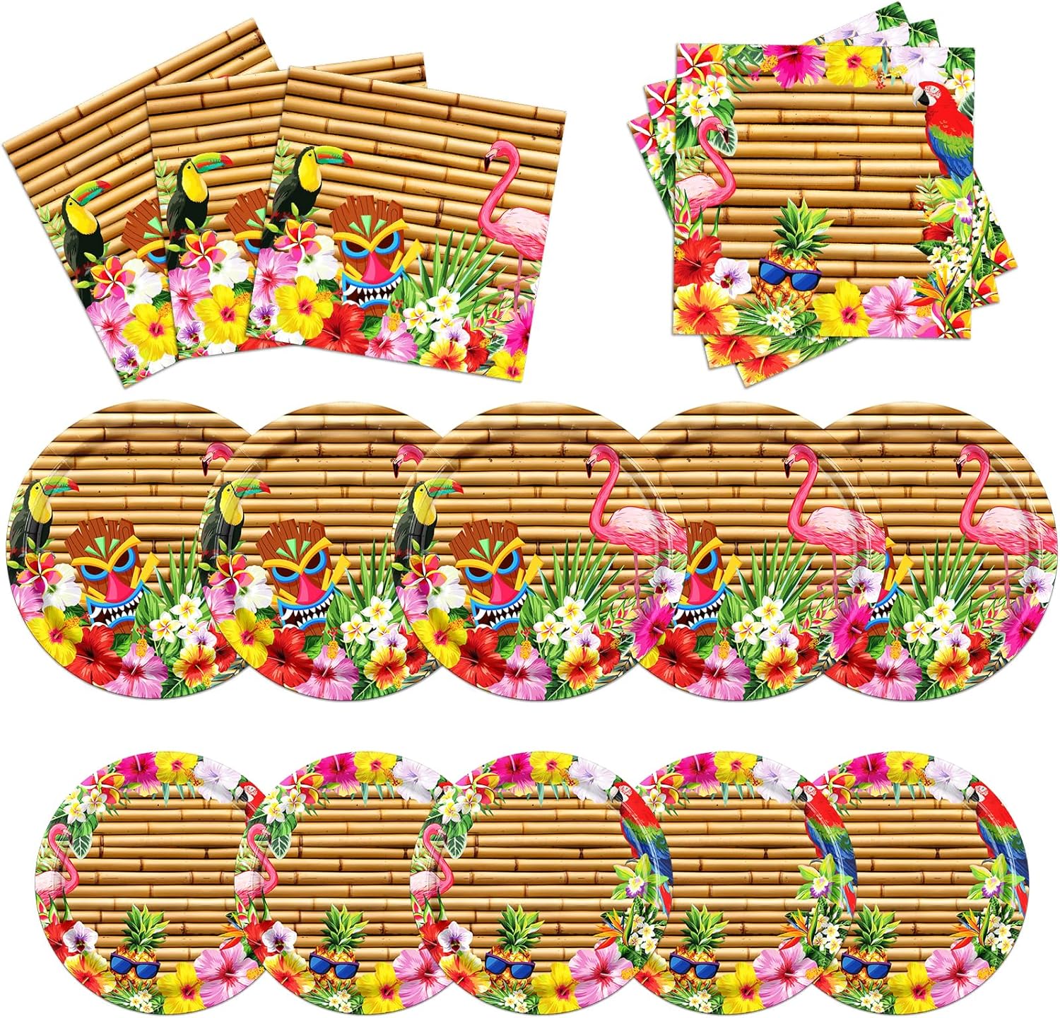 Amazon.com: Hawaiian Party Decorations Luau Plates and Napkins, 60 Pcs ...