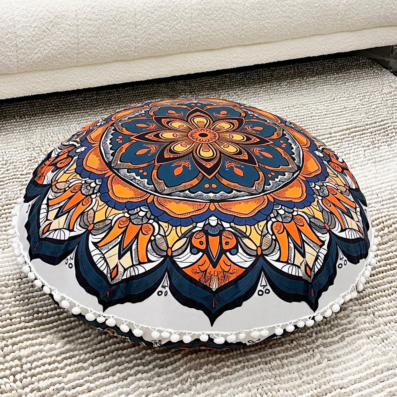 Amazon.com: Tinideya Boho Meditation Floor Pillow 24 Inch Linen Round ...