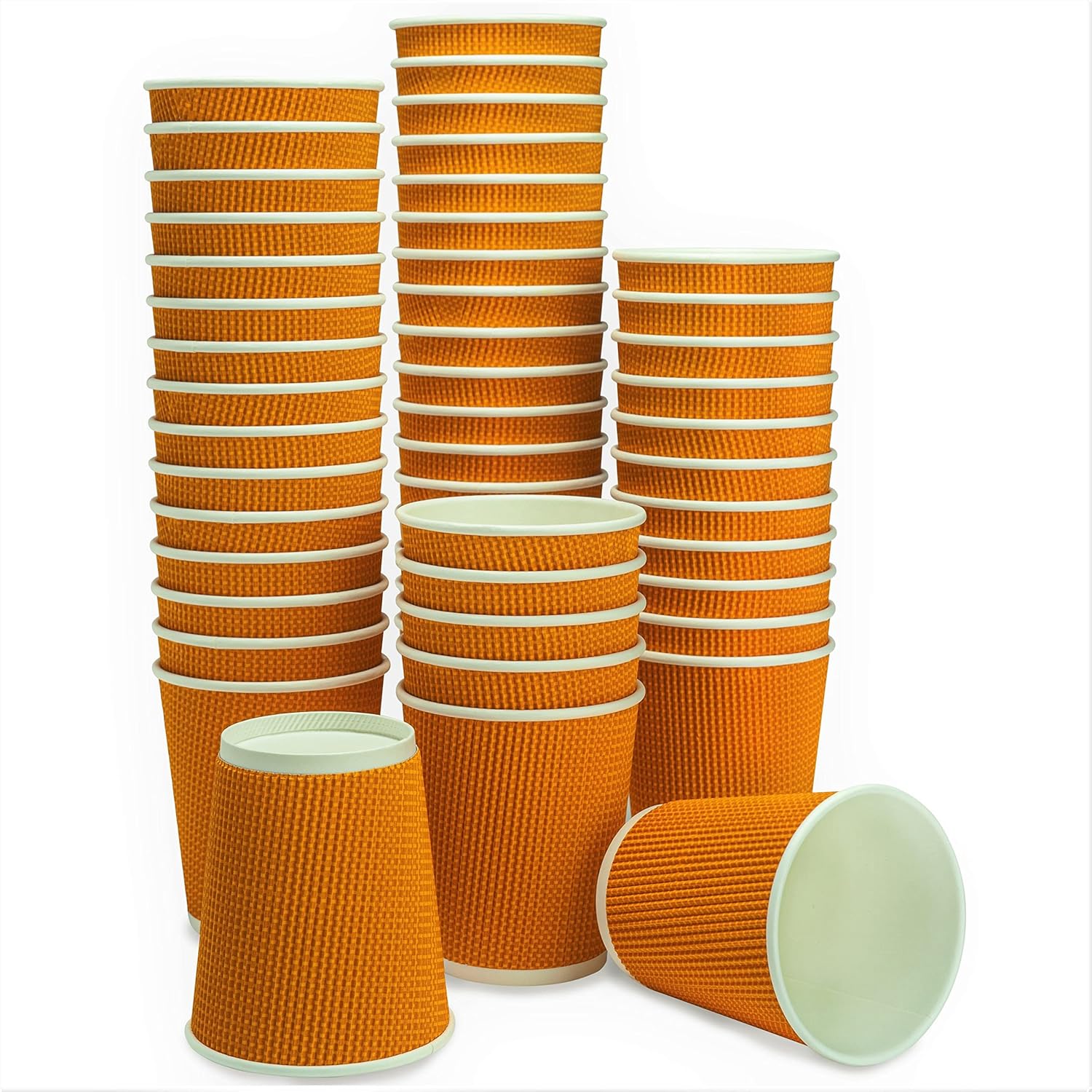 50 X 8oz Disposable Paper Cups No Lids Ripple Wall Paper Cups For Hot 50-x-8oz-disposable-paper-cups-no-lids-ripple-wall-paper-cups-for-hot
