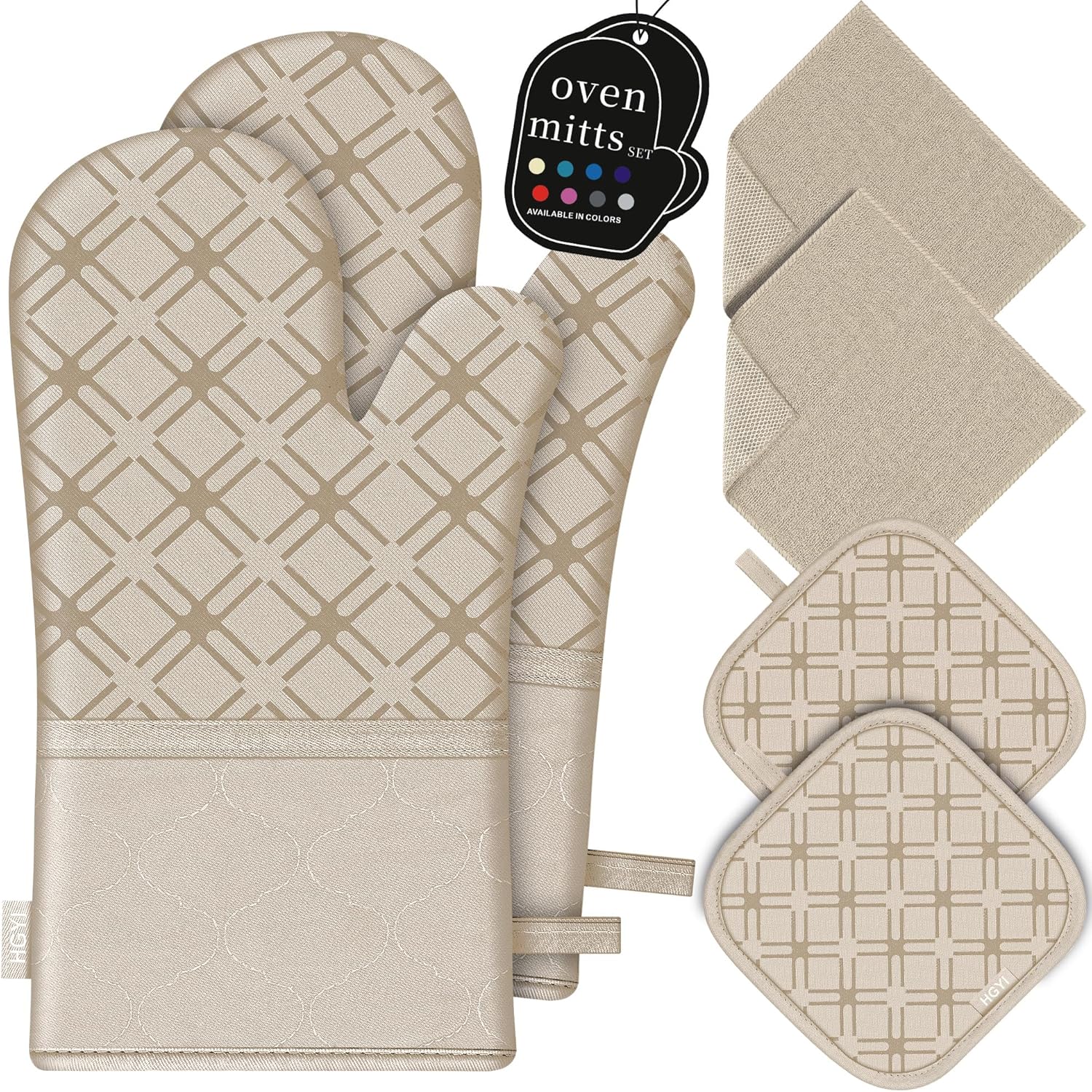 Amazon.com: Oven Mitts and Pot Holders Set with Dishcloths, 500 Degree ...