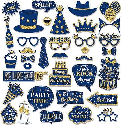 Amazon.com: Qiuboluny 36 PCS Photo Booth Props Party Supplies Holiday ...