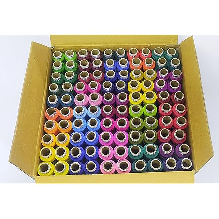100% Spun Polyester Sewing Thread 100 Tubes (25 Shades 4 Tube Each ...
