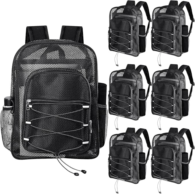 Amazon.com | Silkfly 6Pcs Bulk Mesh Backpack for School Kids Heavy Duty ...