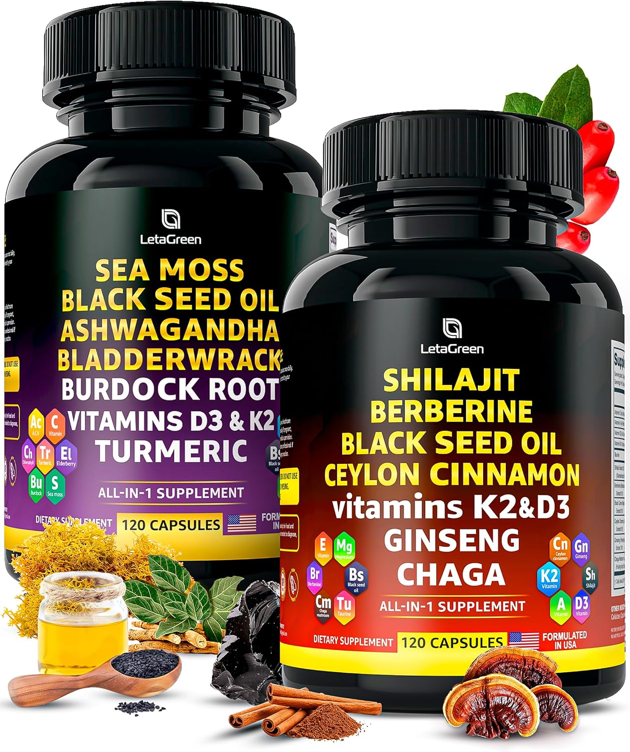 Amazon.com: LetaGreen Irish Sea Moss and Himalayan Shilajit Capsules ...