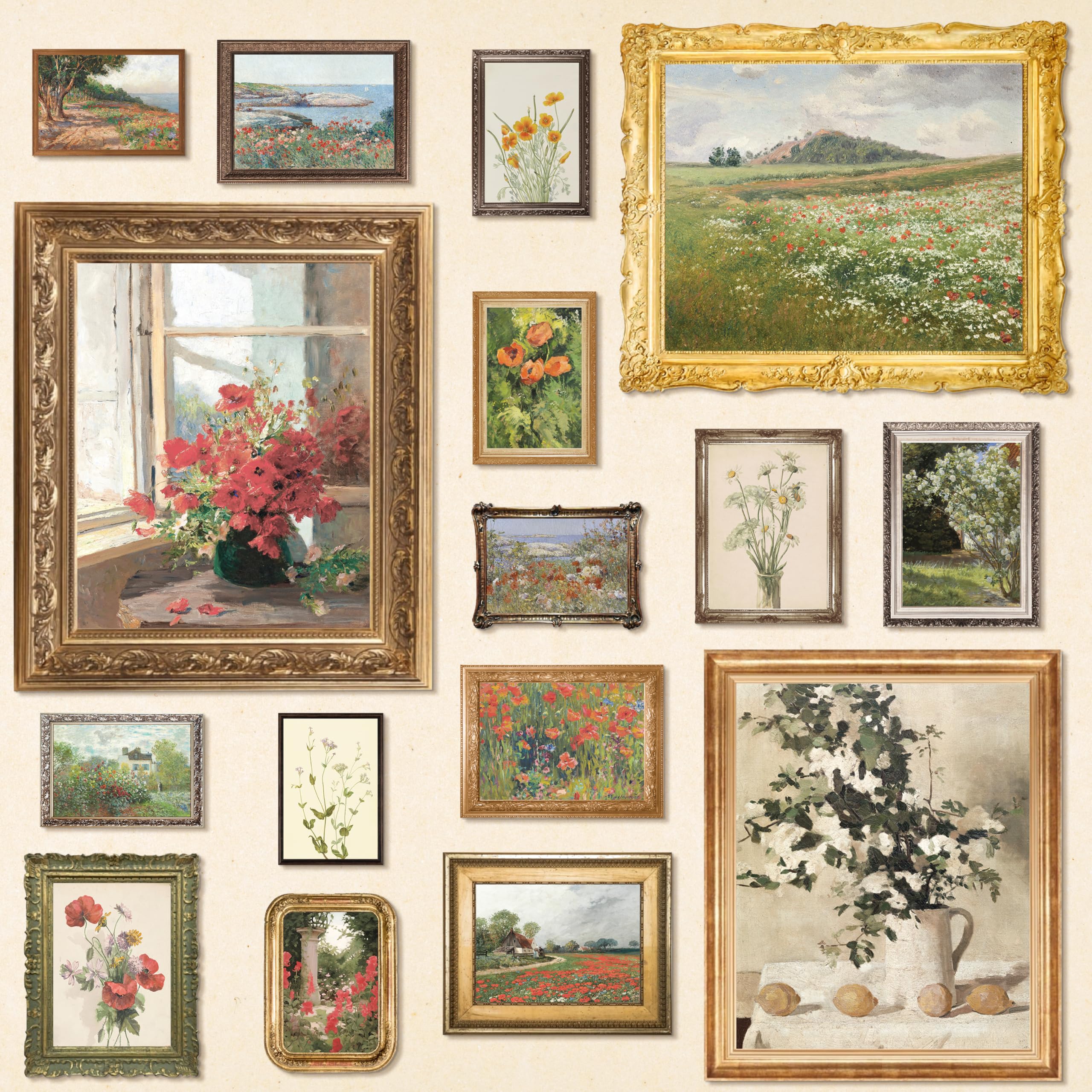 Amazon.com: 97 Decor Vintage Floral Wall Art - 16 Flower Pictures Wall ...