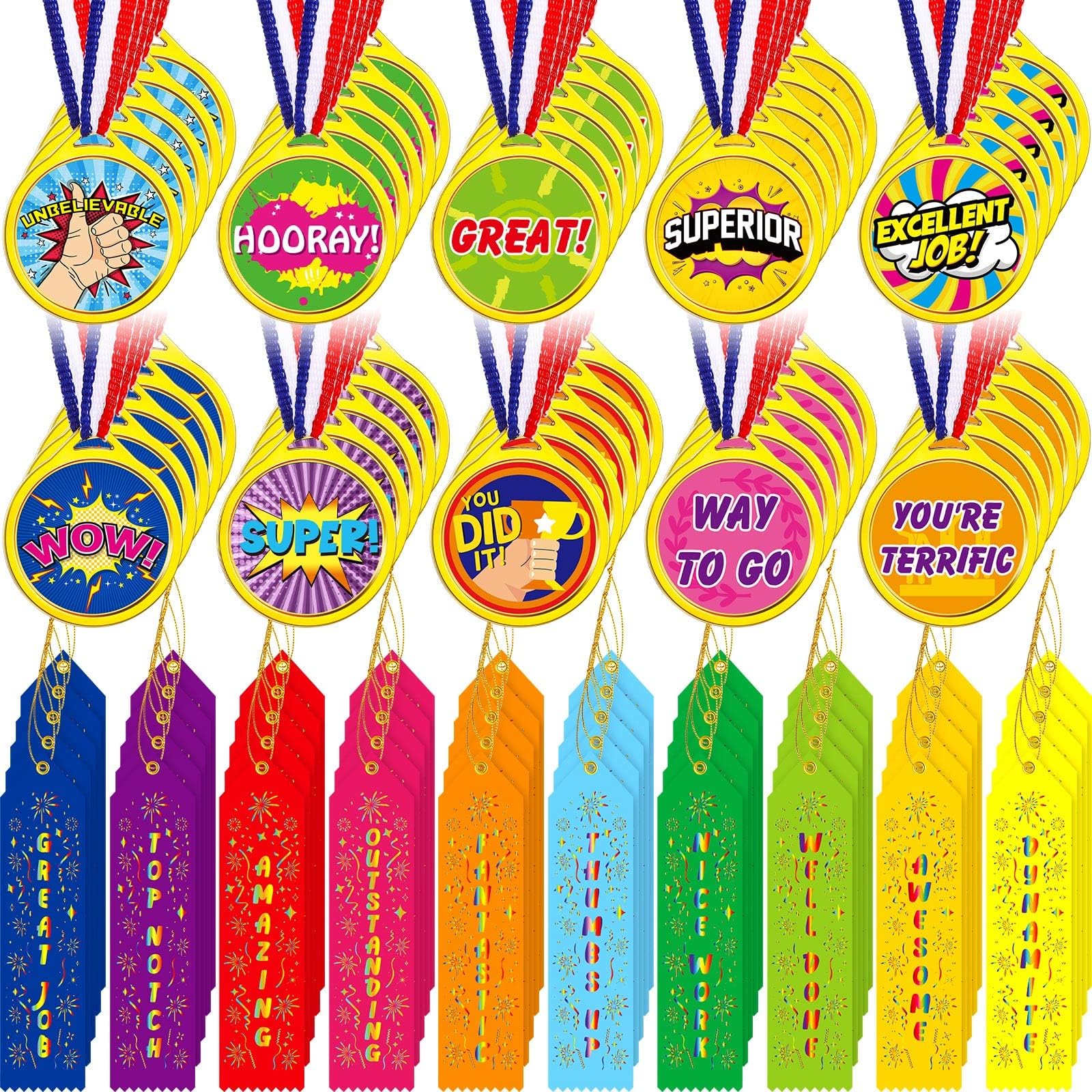 Amazon.com : Kisston 100 Pcs Field Day Participant Ribbons Award Ribbon ...