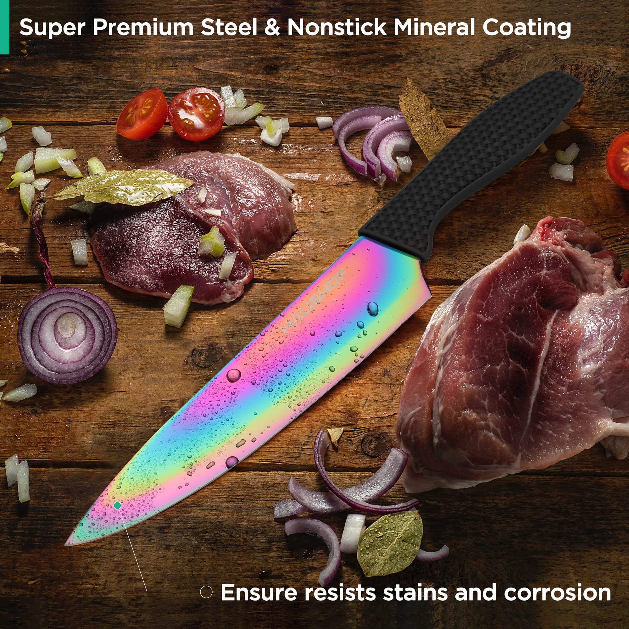 Snapklik.com : HAUSHOF Kitchen Knife Set, 5 PCS Rainbow Knife Sets