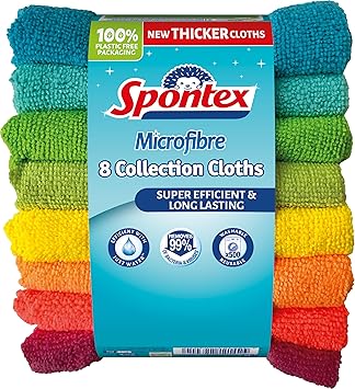 Spontex Microfibre Cloths for Cleaning | 8 Microfibre Collection ...