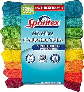 Spontex Microfibre Cloths for Cleaning | 8 Microfibre Collection ...