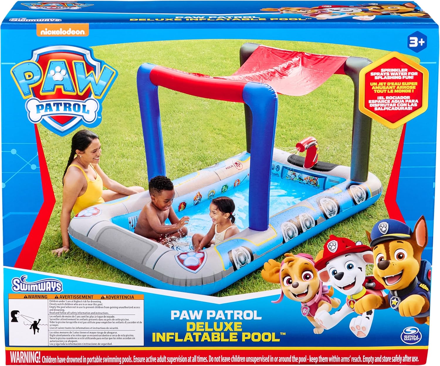 Amazon.com: Swimways Paw Patrol Deluxe Inflatable Pool, Above Ground ...