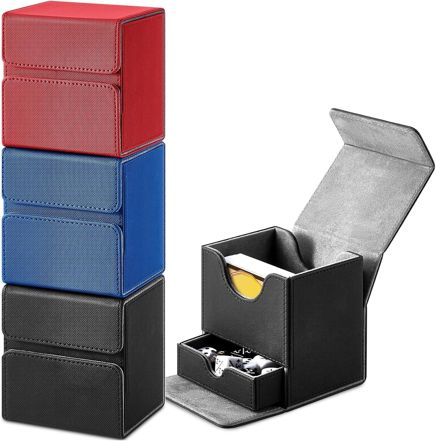 Amazon.com: Locmeo 3 Pcs Card Storage Box with Dice Tray Collectible ...