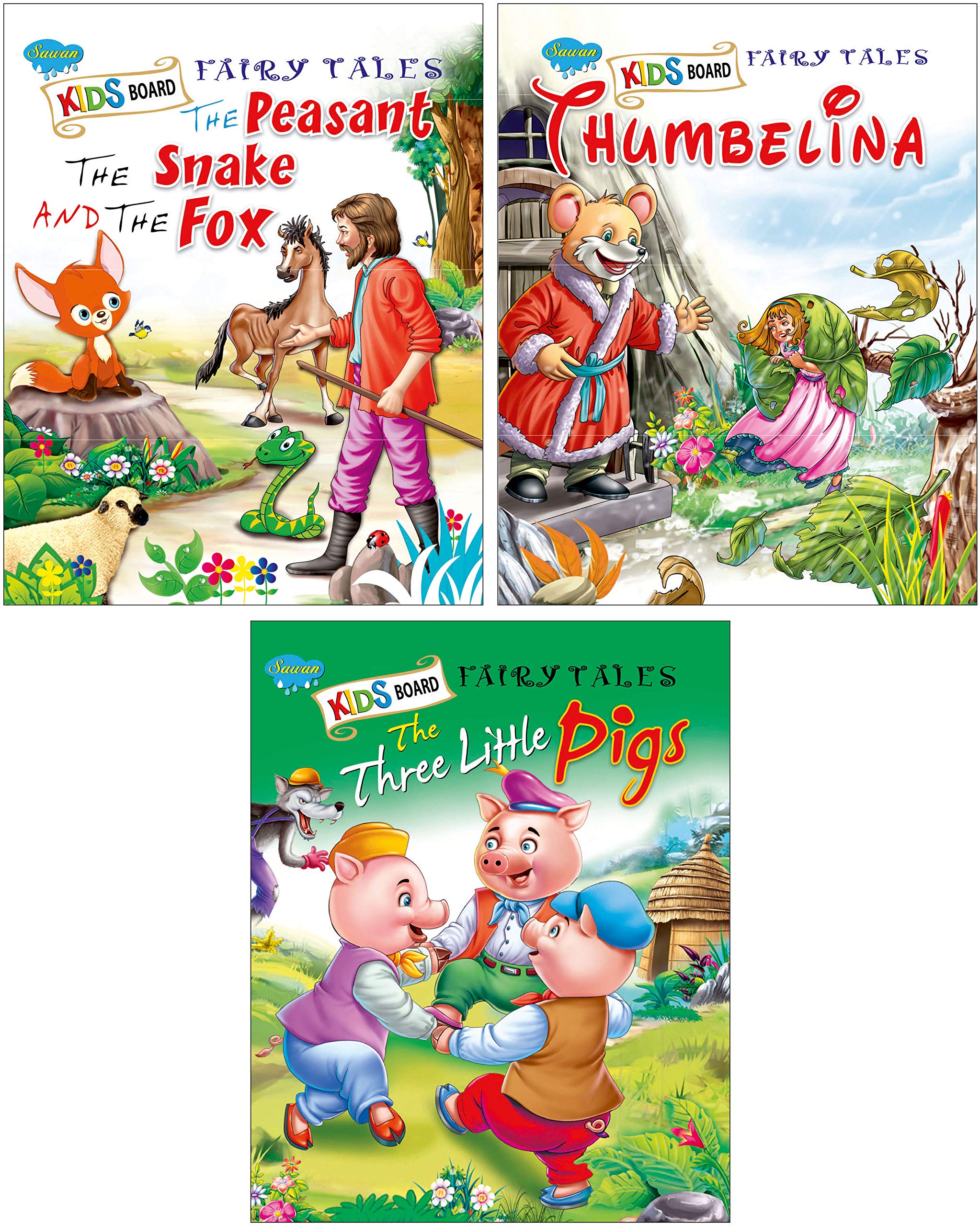 Buy Sawan Set of 3 Books, Kids Board Fairy Tales (The Peasant, the ...