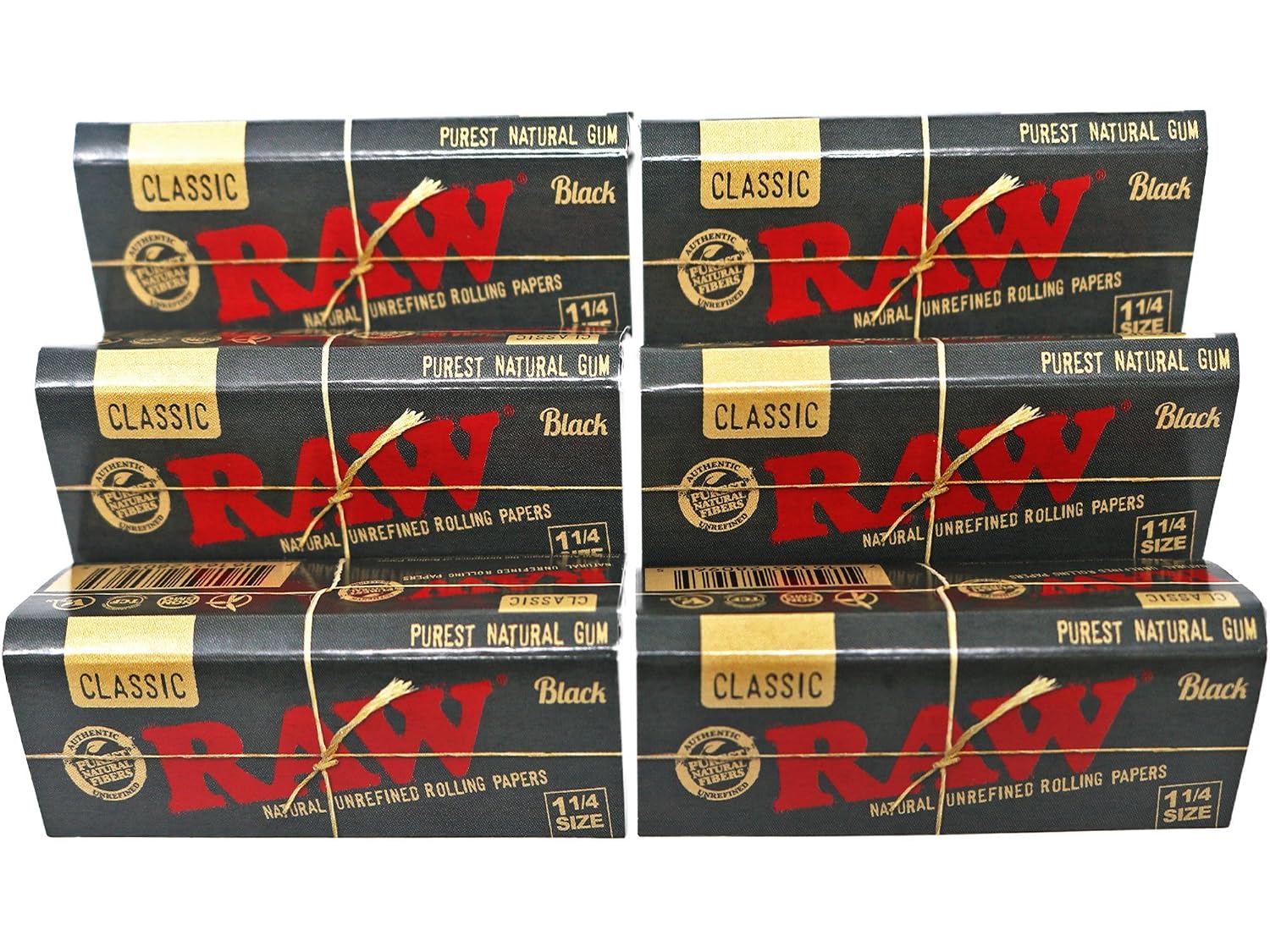 RAW Classic Black 1 1/4 Size Natural Unrefined Ultra Thin 79mm Rolling ...