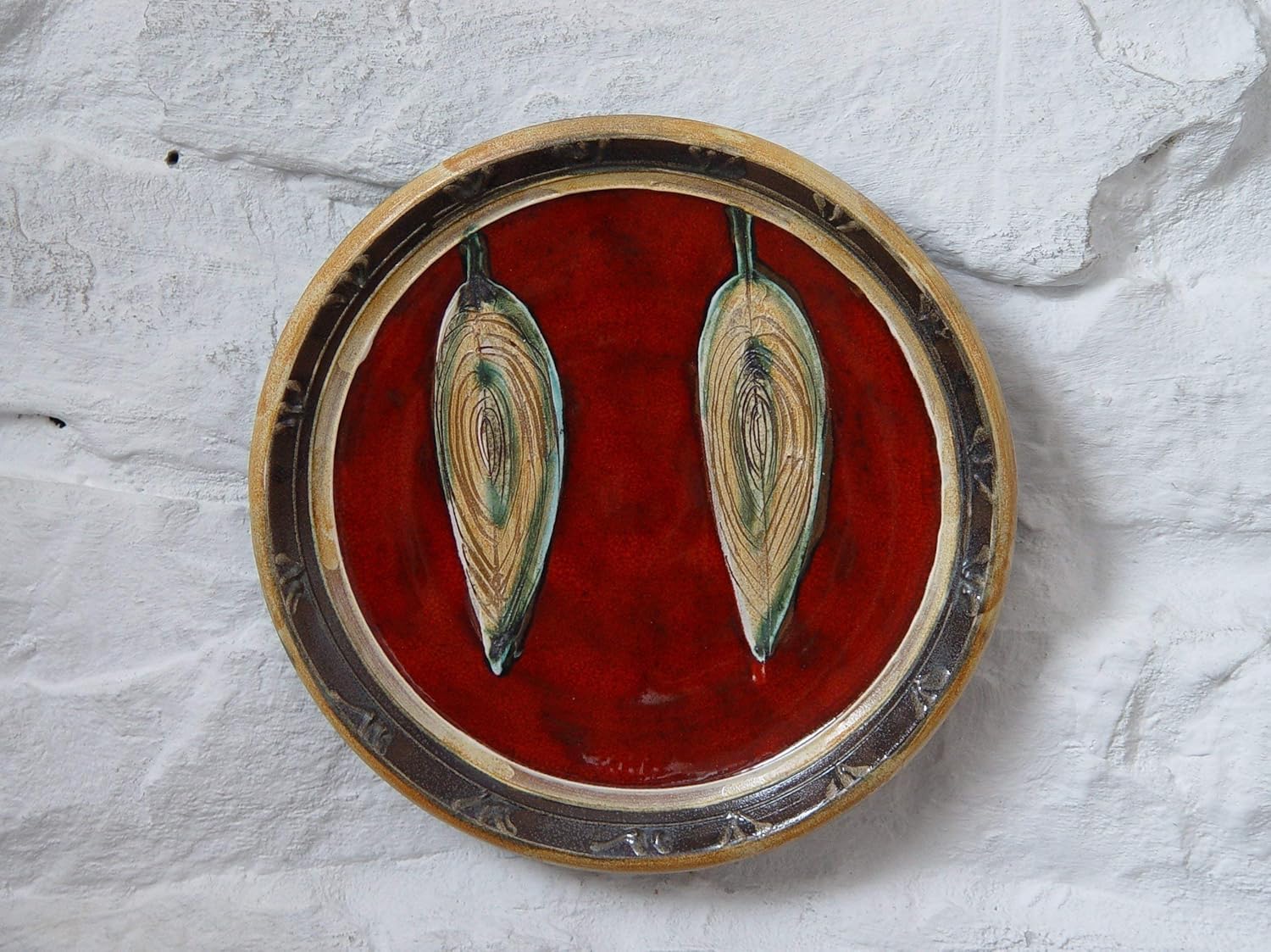 Amazon.com: Red Pottery Wall Hanging Plate, Kitchen Decor, Hanging ...