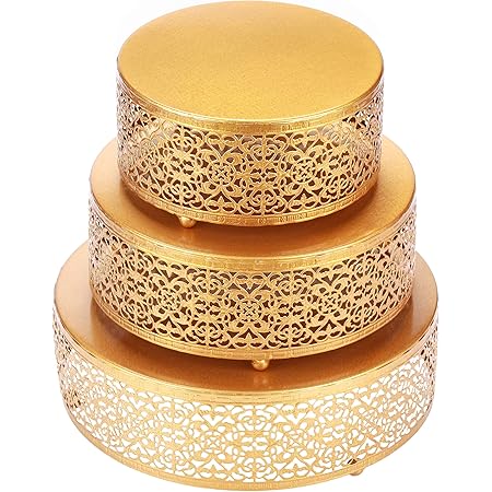 Amazon.com: Hotity 3 Sets Cake Stands Round Cake Stand Set Metal ...