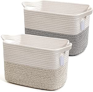 Amazon.com : Effectyou Modern Cotton Rope Storage Baskets with Handles ...