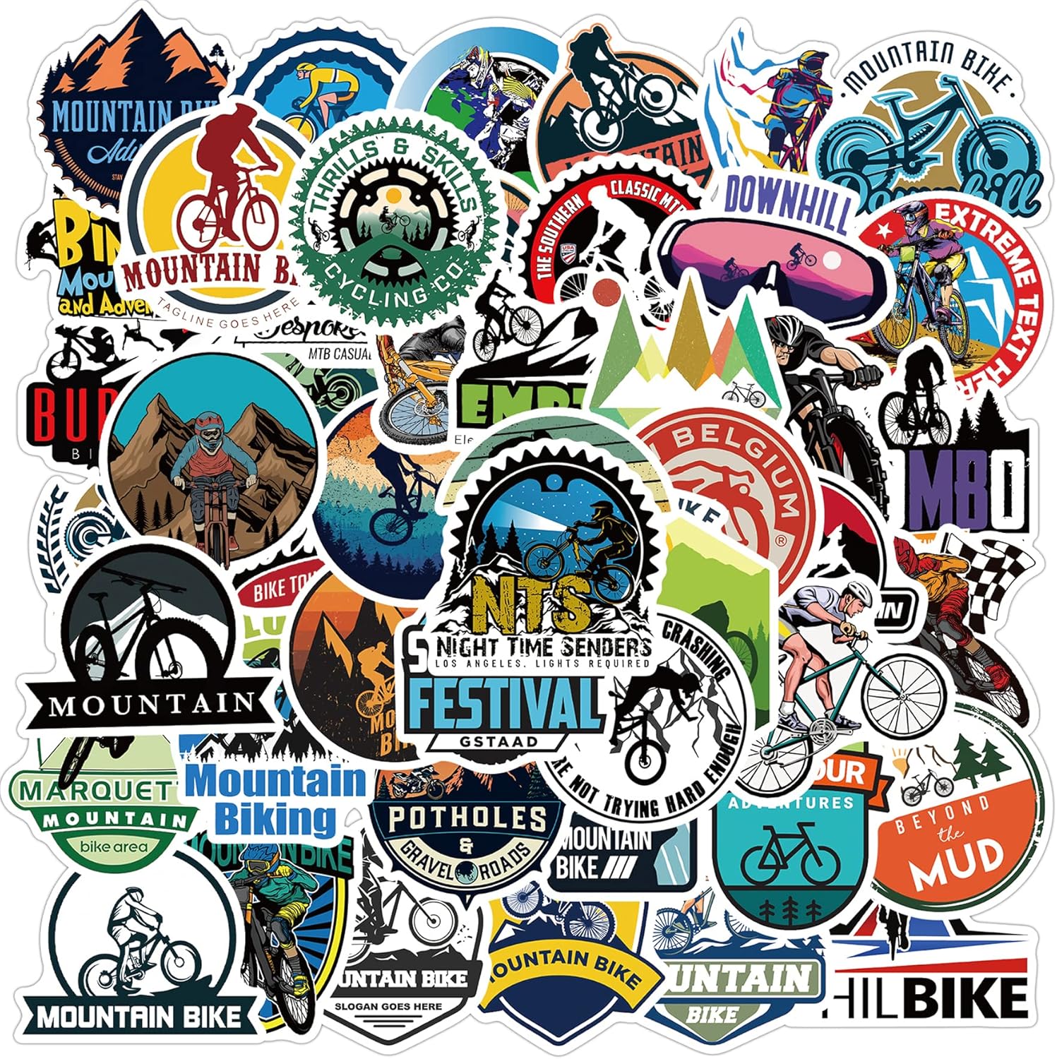Amazon.com: 50pcs Mountain Bike Stickers, Waterproof Vinyl MTB Stickers ...