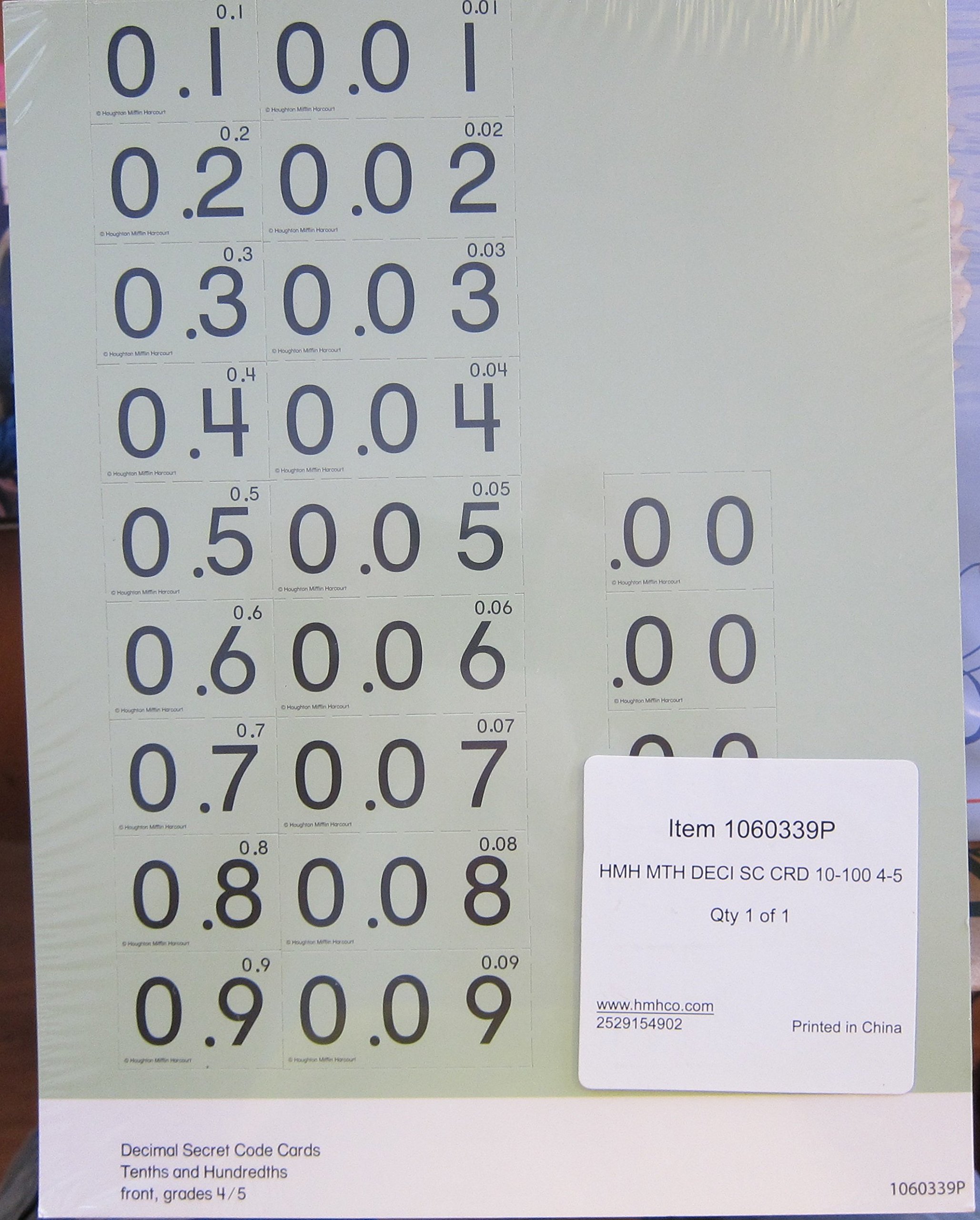 Math Expressions, Grades 4-5 Decimal Secret Code Cards Tenths and ...