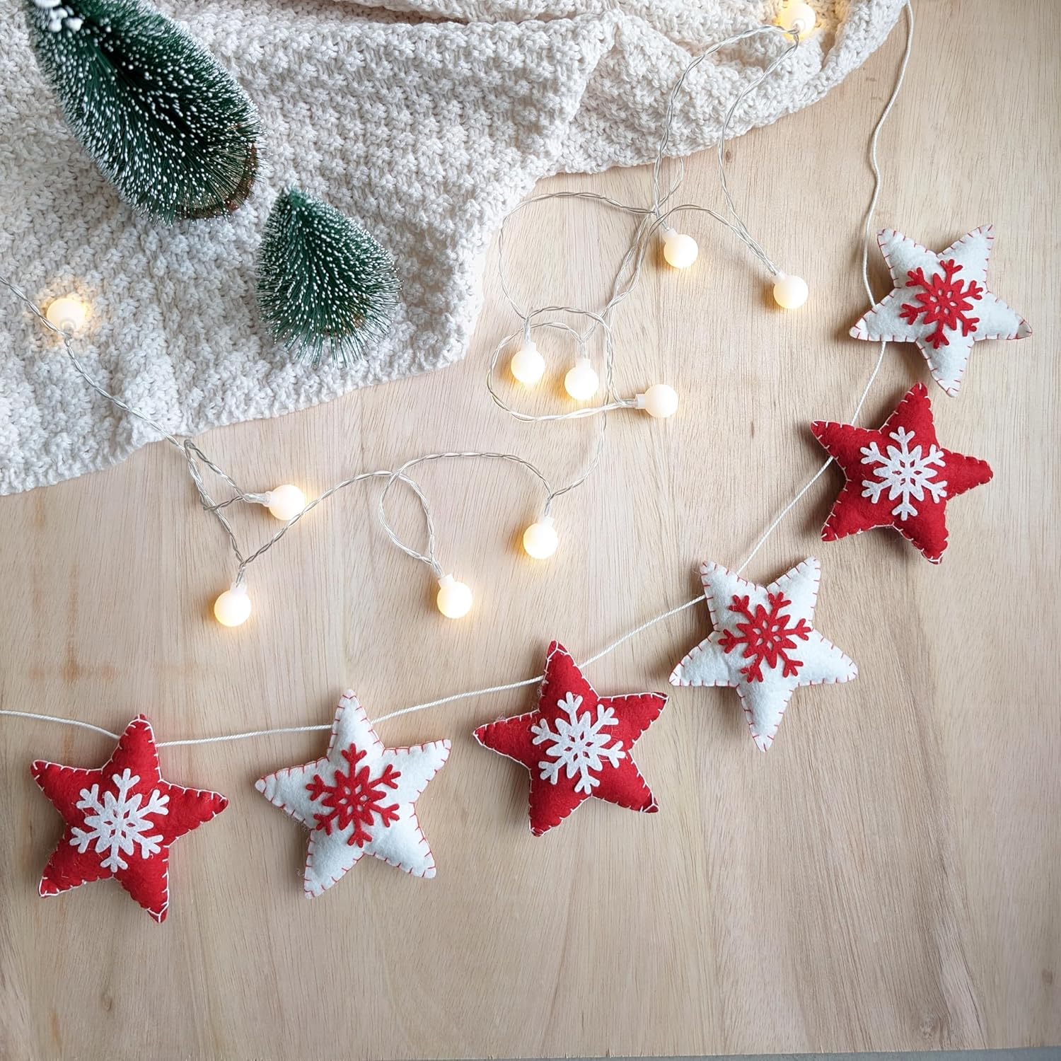 Amazon.com: Danish Designs Felt Garland with Snowflake Design - Nordic ...