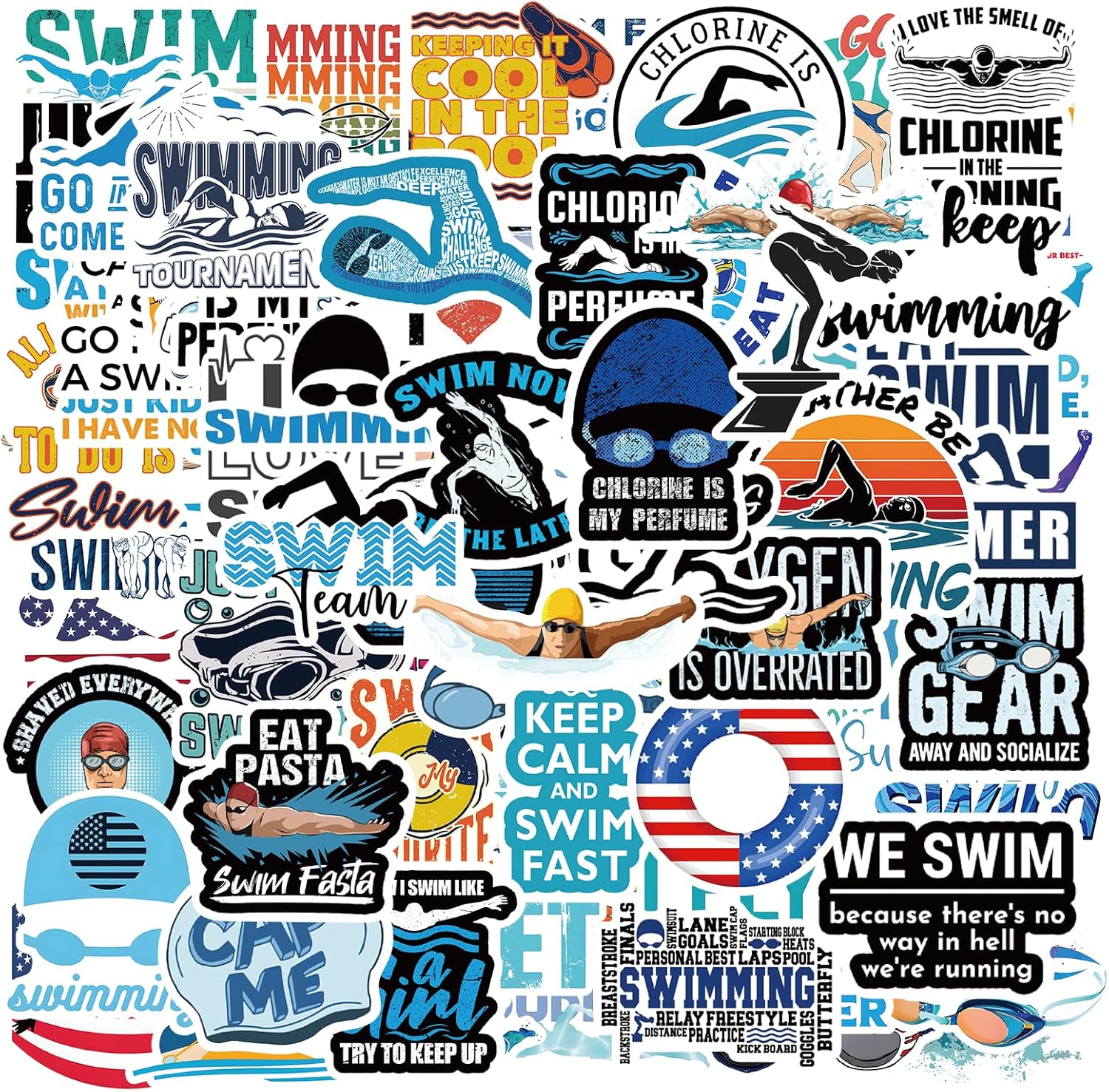 Amazon.com: 100 PCS Swimming Stickers,Suitable for Swimmers,Swim Vinyl ...