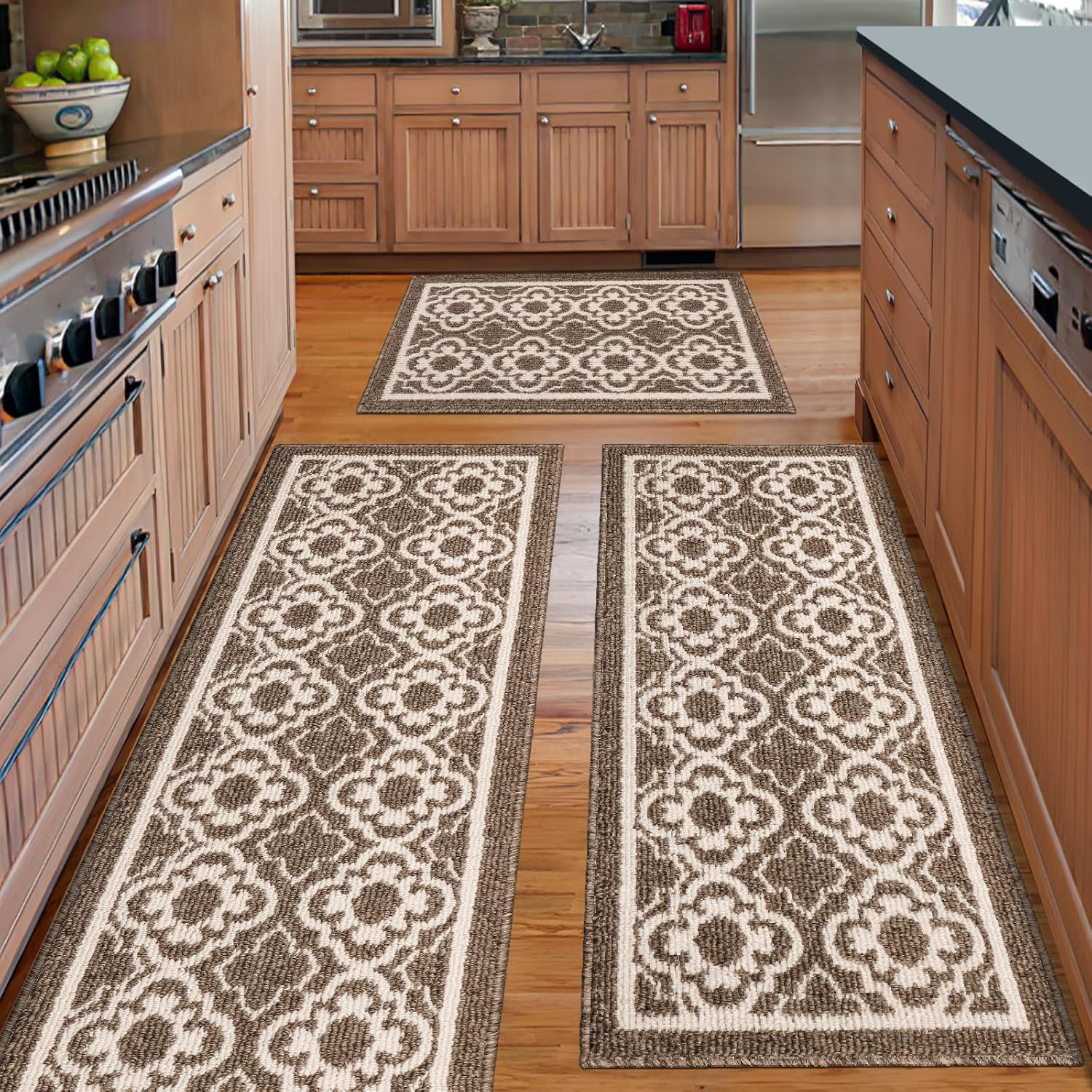 Amazon.com: Kitchen Rug Sets 3 Piece, Non-Skid Washable Kitchen Runner ...