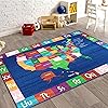 Amazon.com: Eric Carle Elementary World Map Kids Machine Washable Area ...