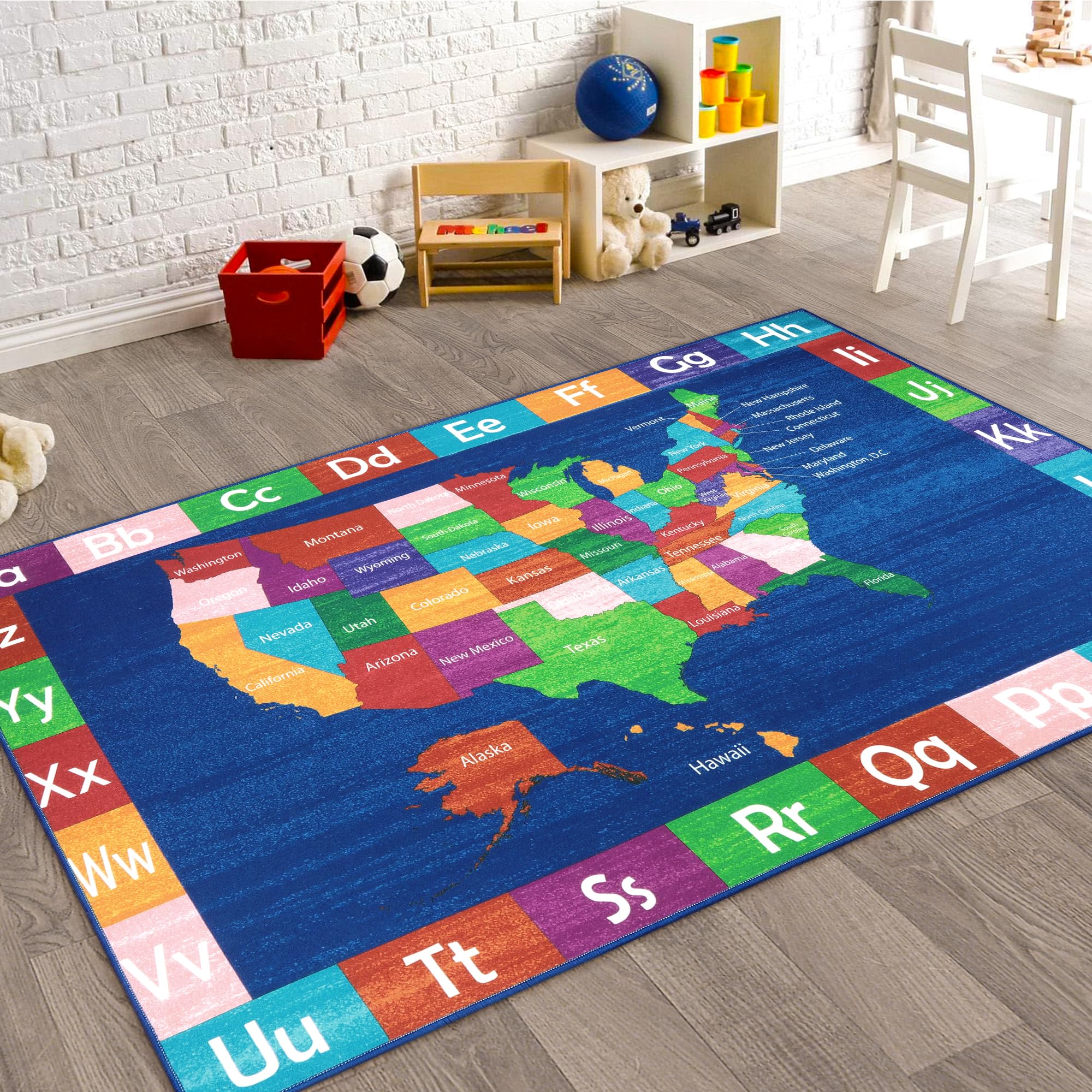 Snapklik.com : Educational USA Map Kids Nursery Rug, 4x6 Ft Baby ...