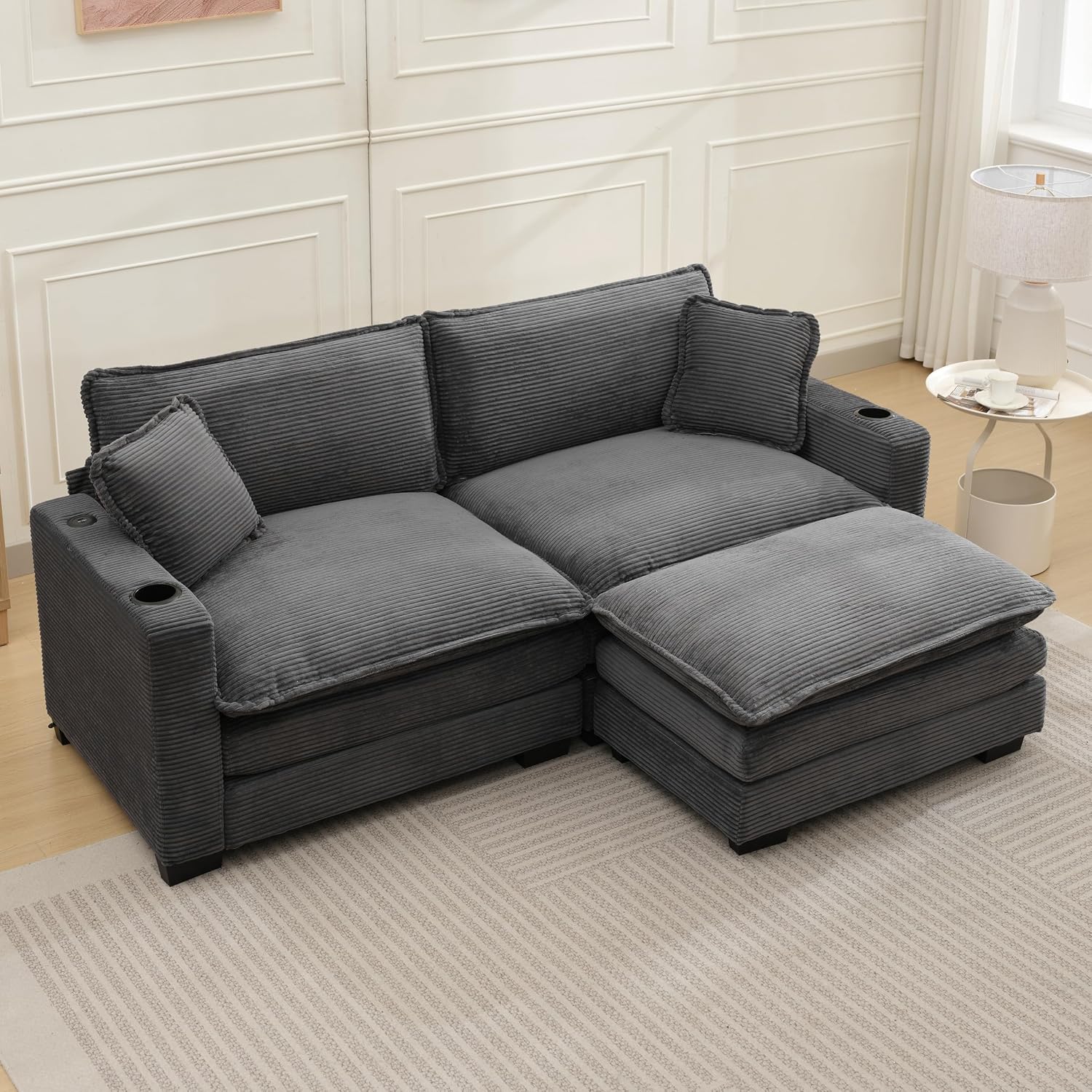 Amazon.com: VEPXXP 82.6" Love Seat Sofa, Modern Corduroy Cloud Couch ...