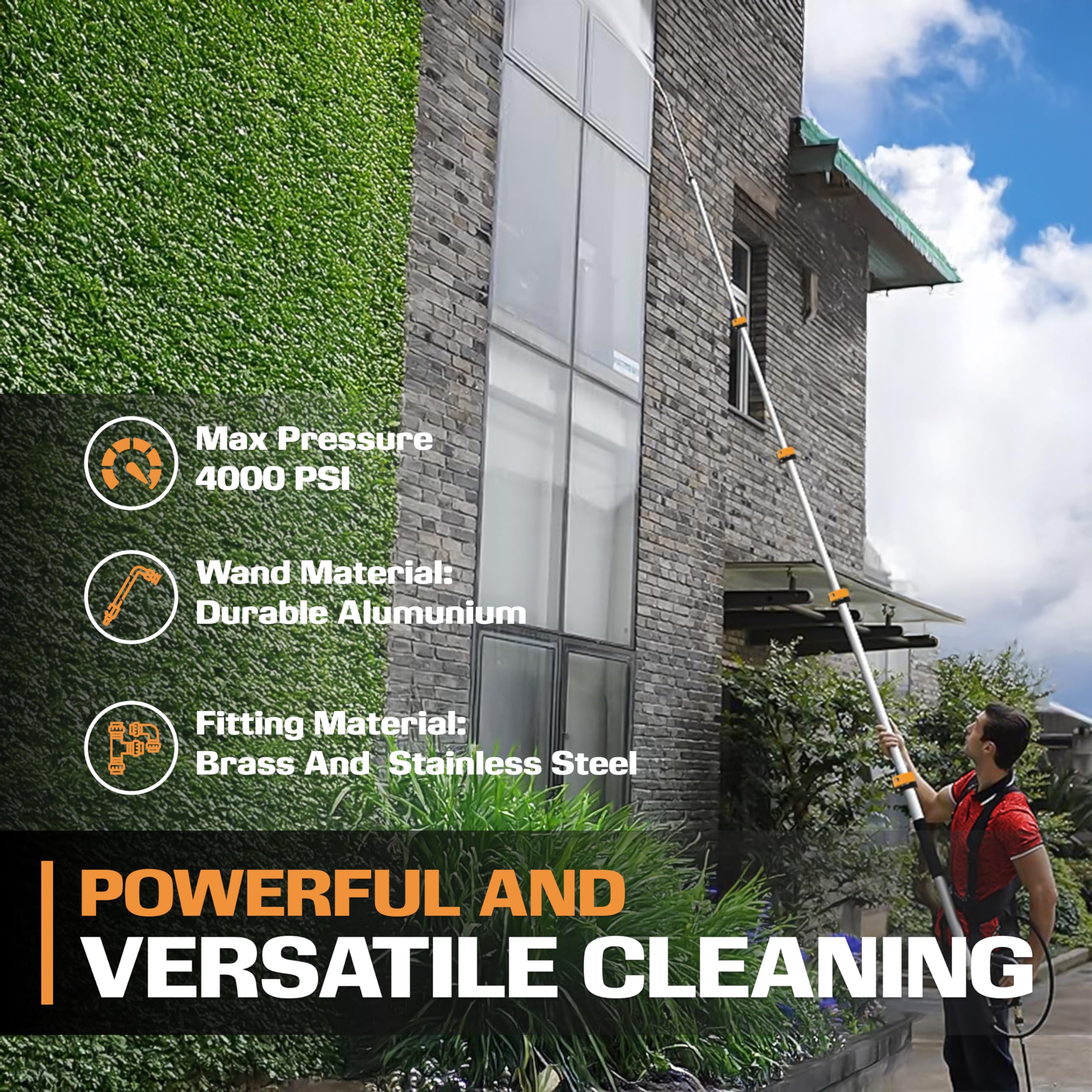 Snapklik.com : EDOU 24 Ft Telescoping Pressure Washer Wand - Gutter ...