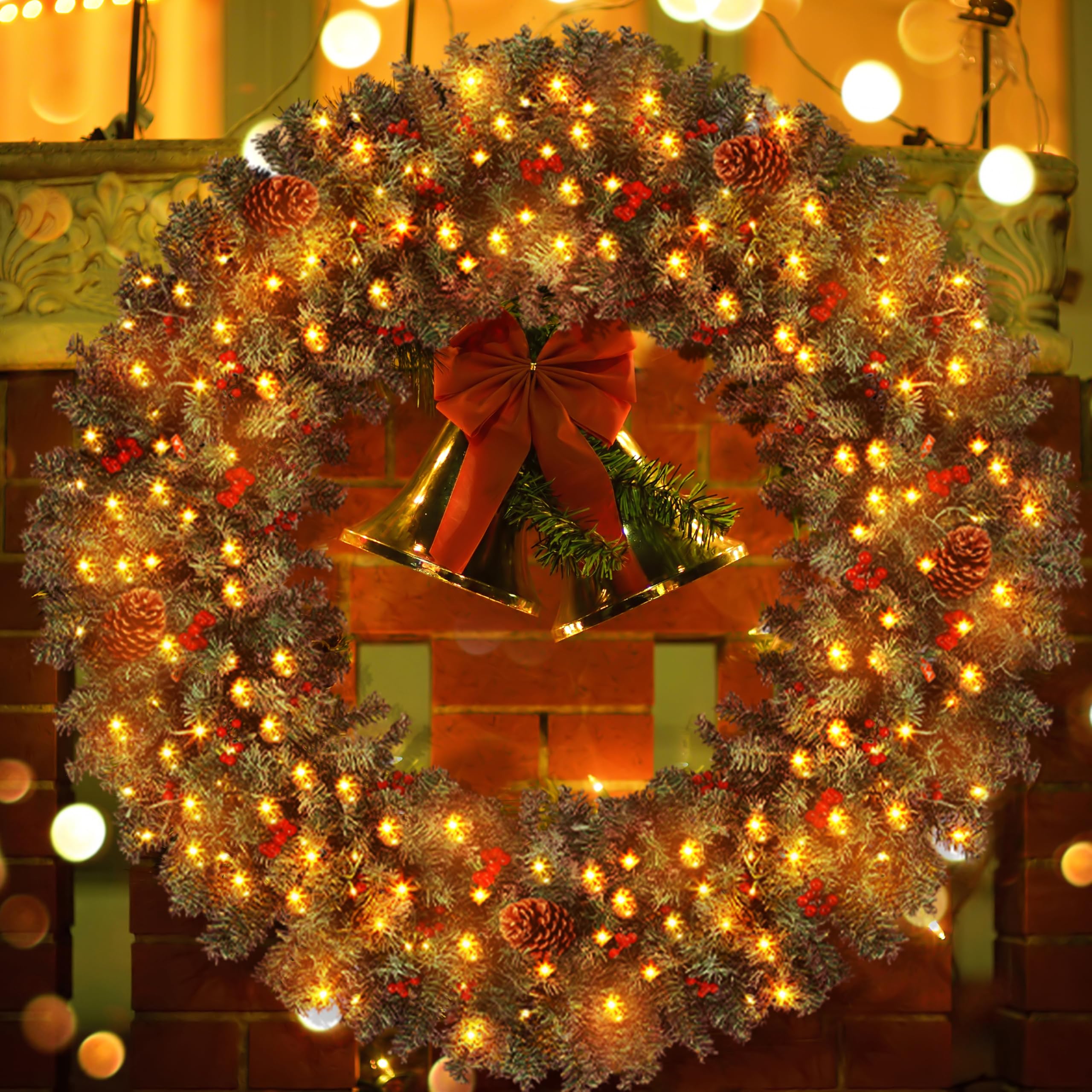 60 Inch Pre Lit Christmas Wreath 5 FOOT L.E.D. CHRISTMAS WREATH