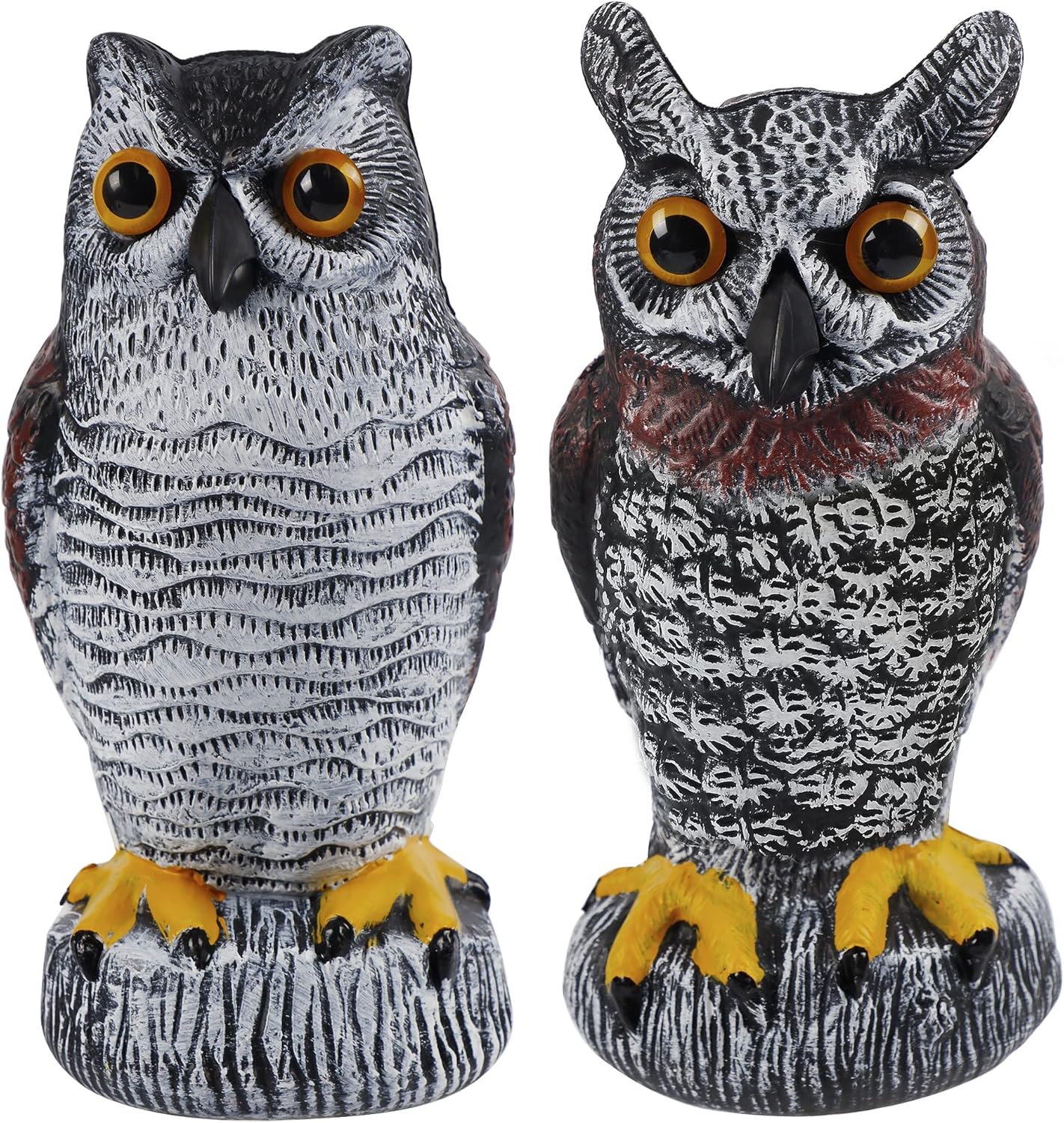 Buy Hausse 2 Pack Fake Owl Decoy Bird Scarecrow Sculpture, Plastic ...