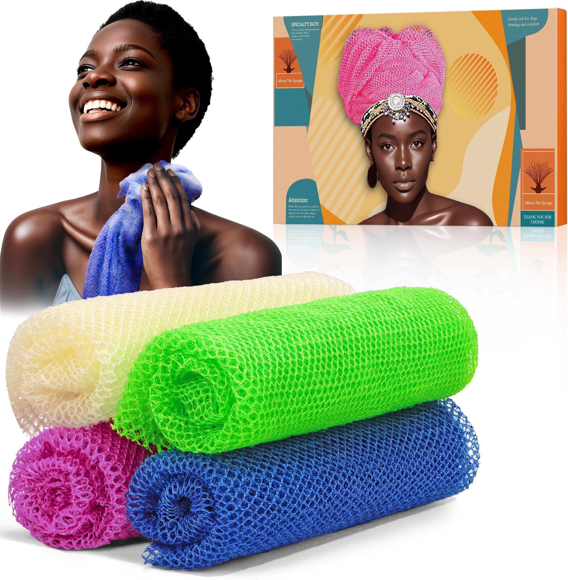 Amazon.com : 4 Pieces African Net Sponge – Effective Deep Cleansing and ...