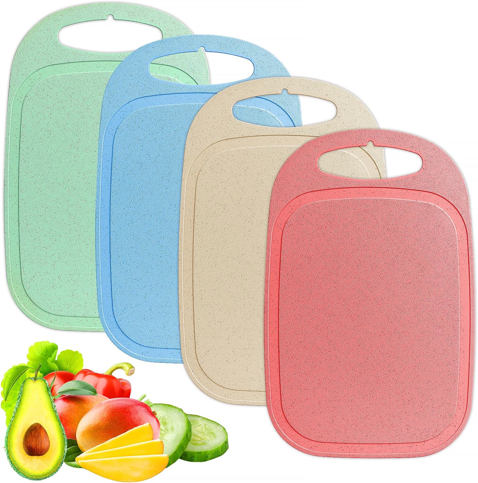 Chopping Board Set 4 PCS Plastic Chopping Boards 3MM Thick Coloured ...
