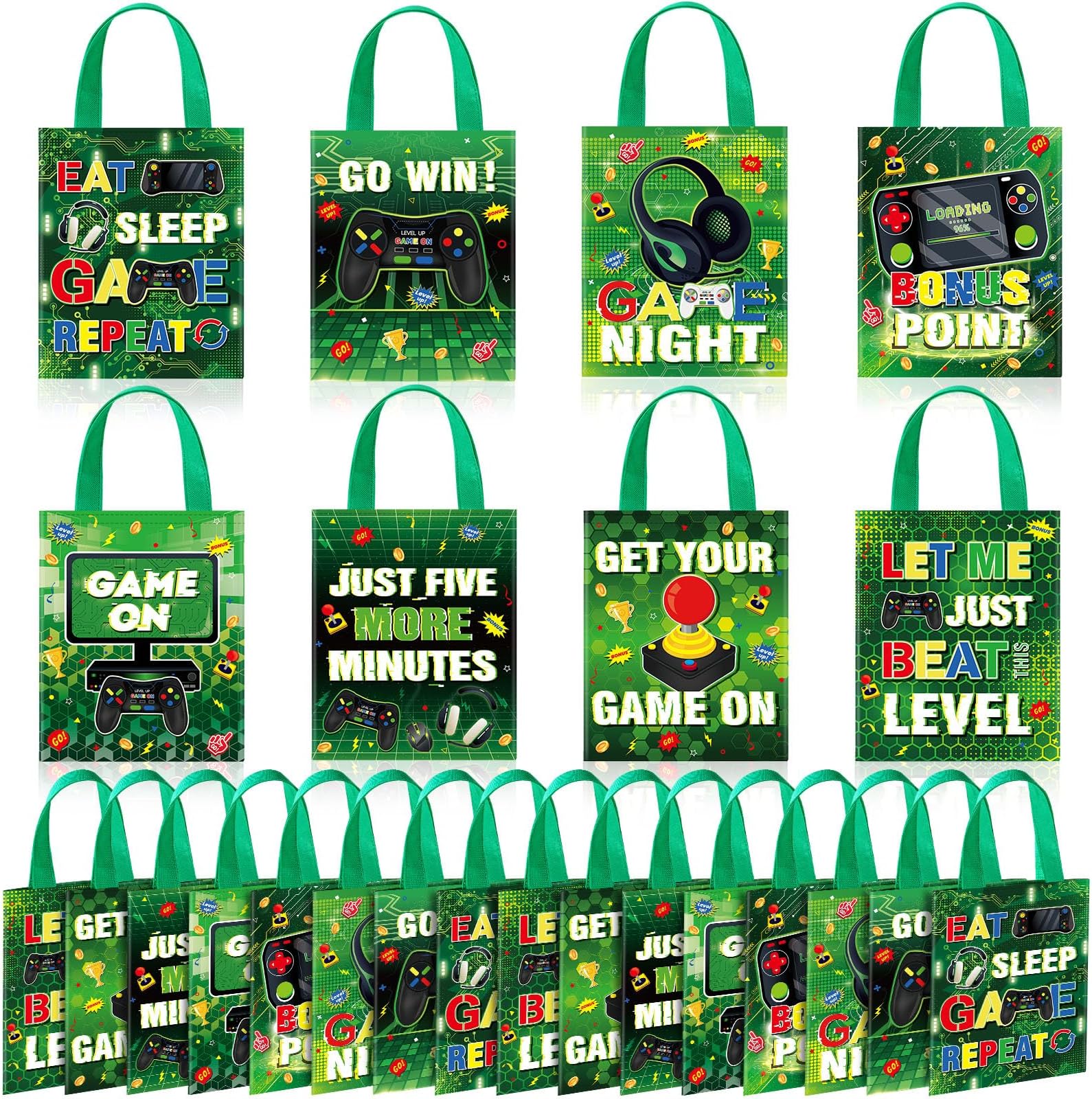 Amazon.com: Photect 24 Pcs Video Game Party Favors Bags Non Woven Gamer ...